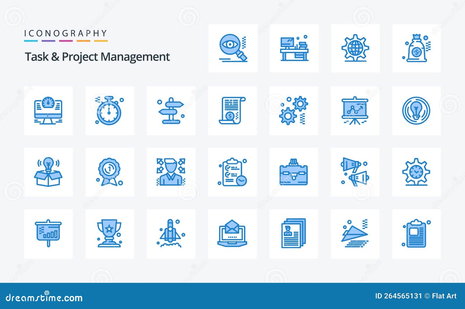 25 Task and Project Management Blue Icon Pack Stock Vector ...
