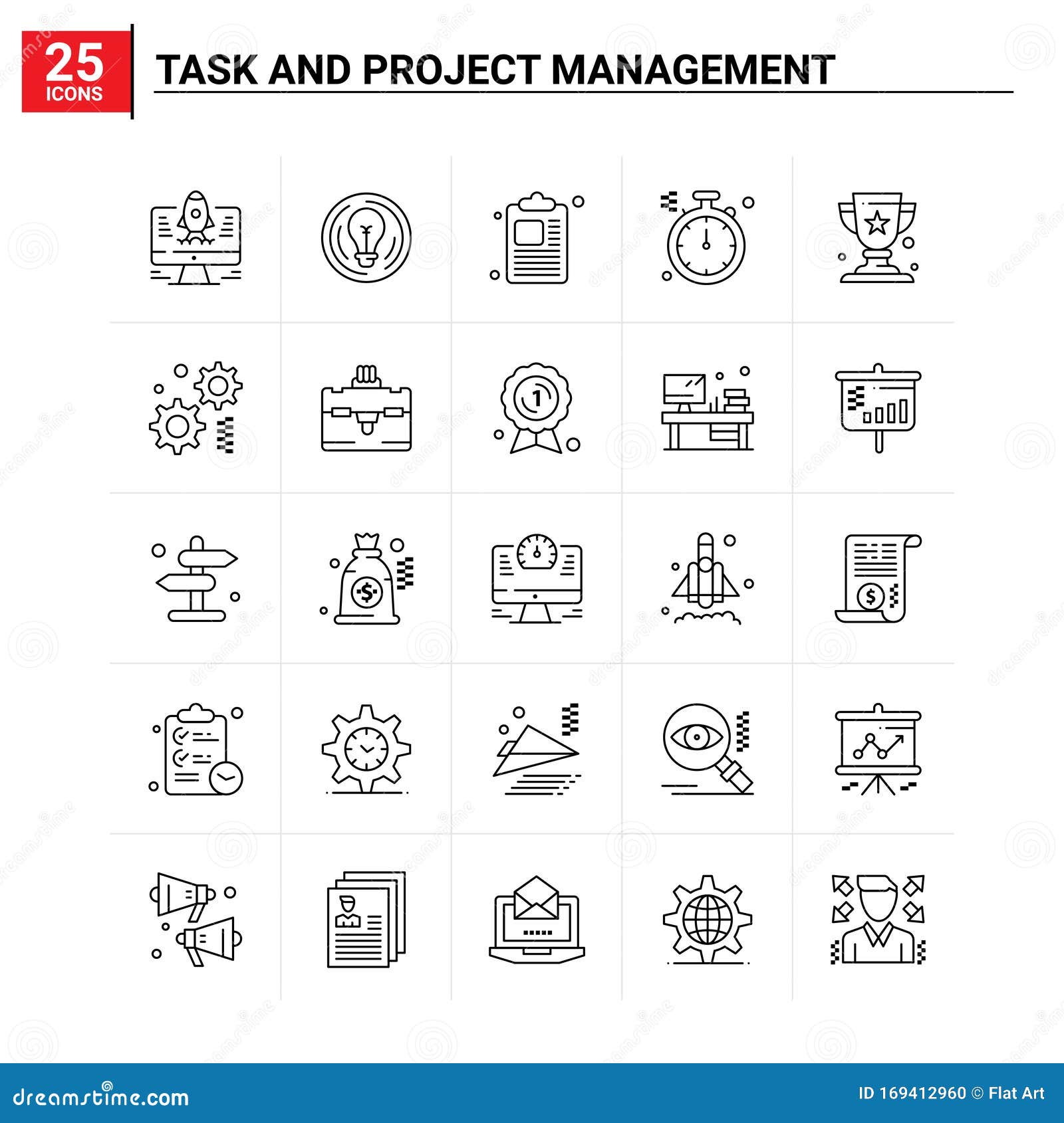 25 Task And Project Management Icon Set. Vector Background Stock Vector ...