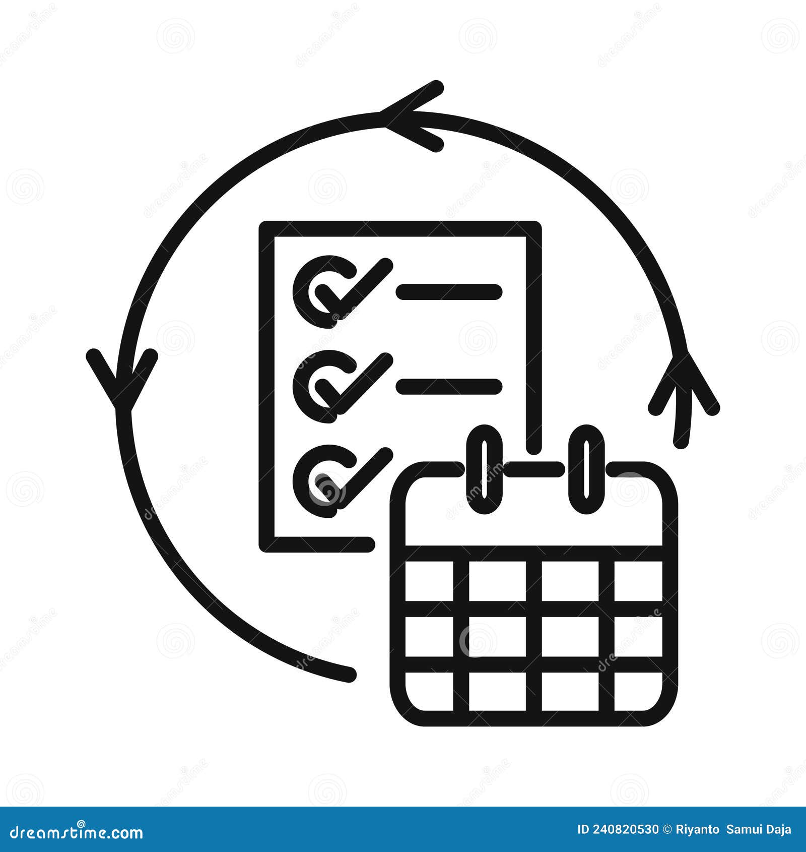 Daily Task Black and White Icon Illustration Stock Vector ...