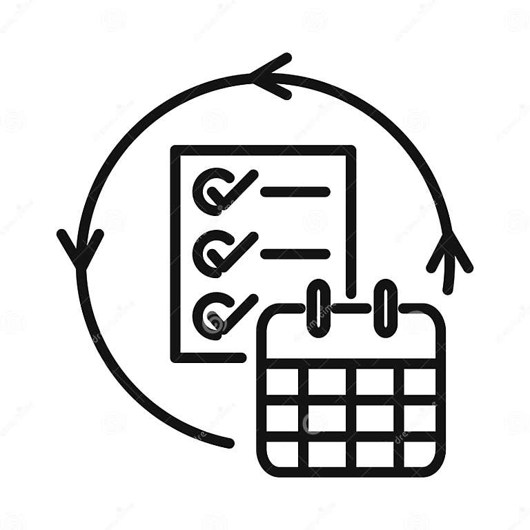 Daily Task Black and White Icon Illustration Stock Vector ...