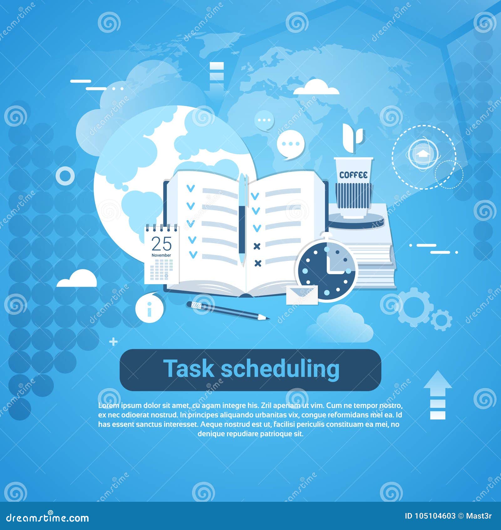 Task Scheduling Template Web Banner with Copy Space Stock Vector ...