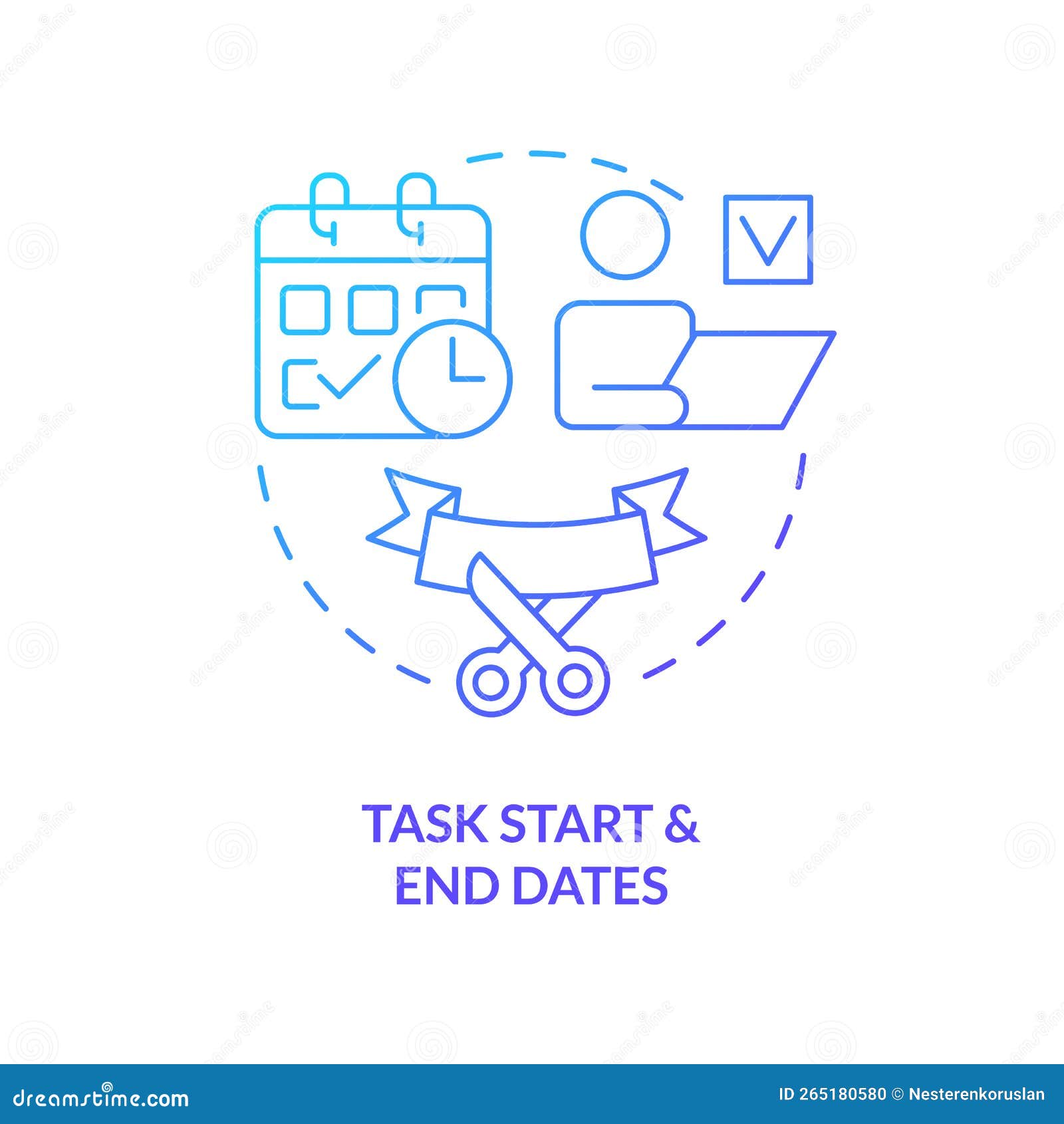 Task Start and End Dates Blue Gradient Concept Icon Stock Vector ...