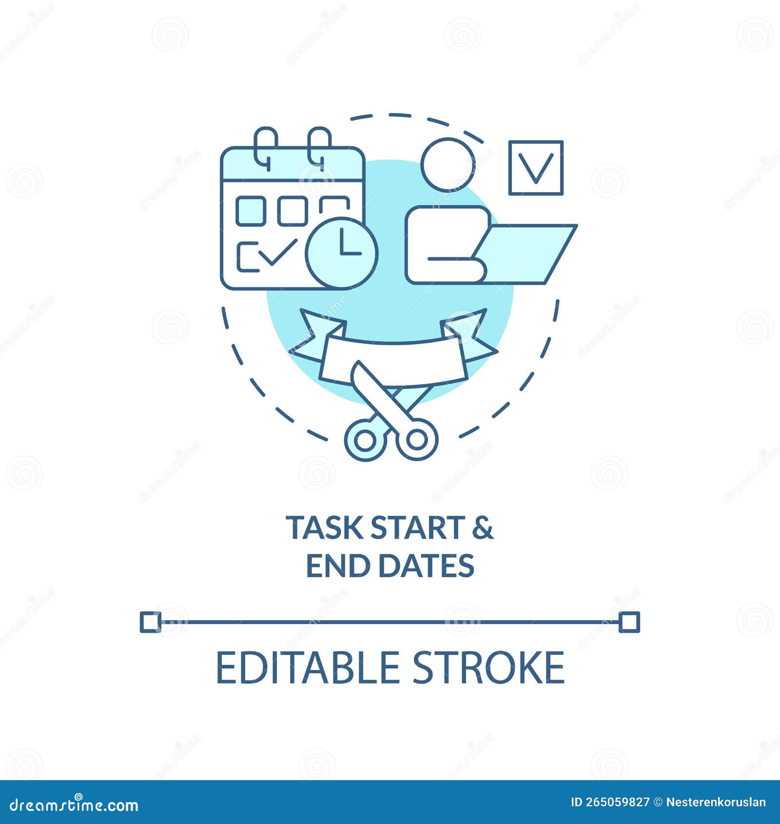 Task Start and End Dates Turquoise Concept Icon Stock Vector ...
