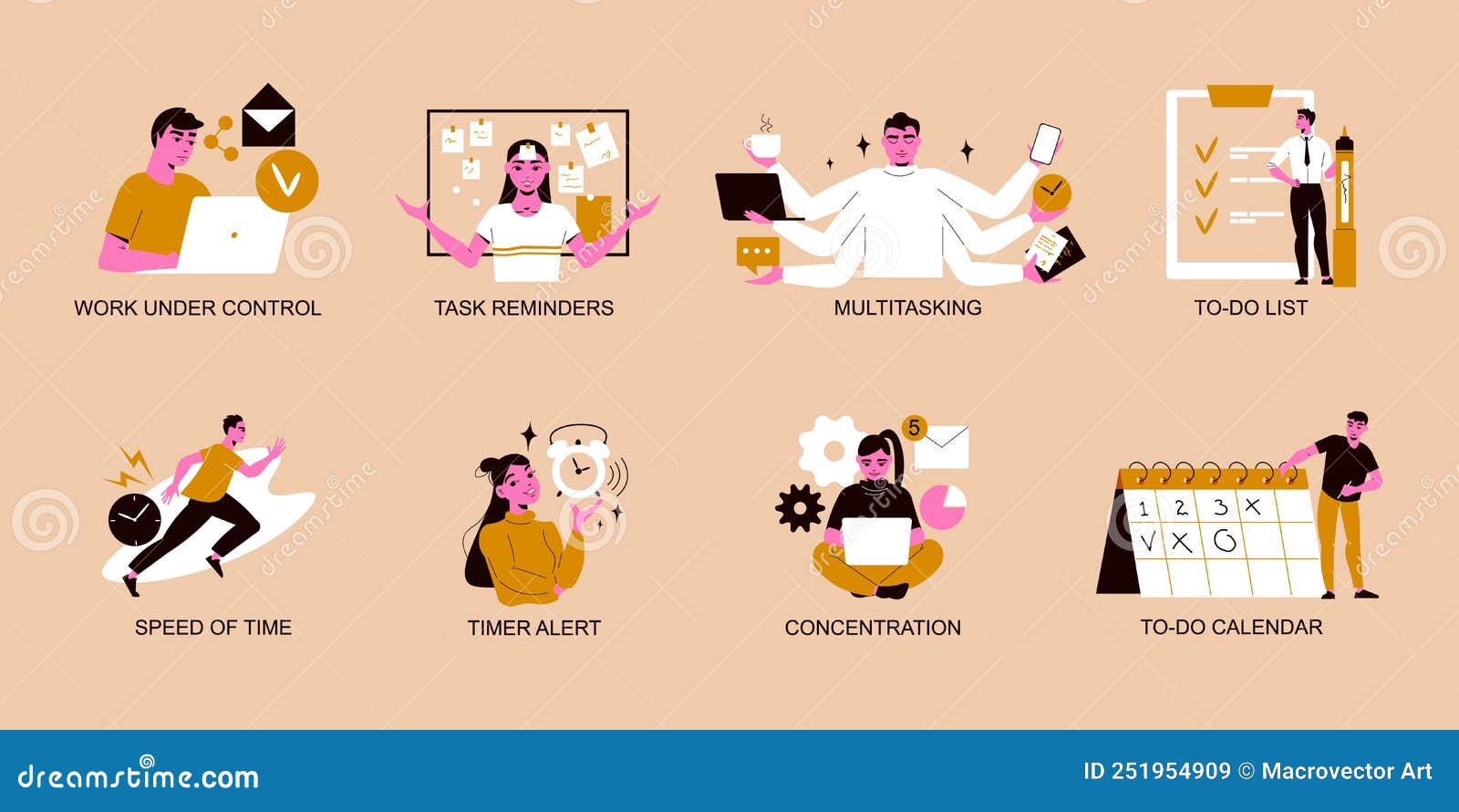 Task Time Management Compositions Stock Vector - Illustration of ...