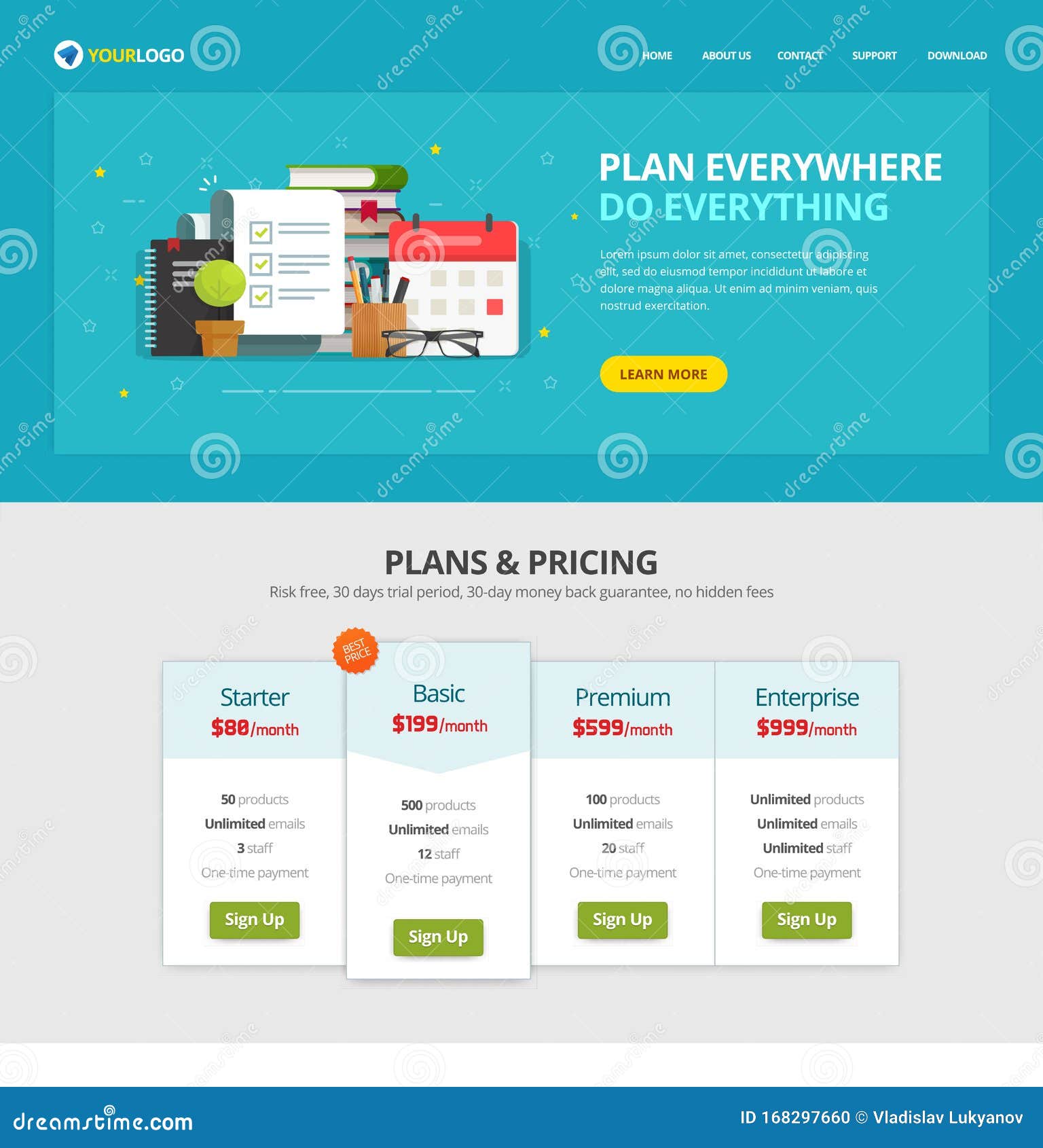 Task or To Do List Checklist Web Site Template Design Vector Page, Time ...