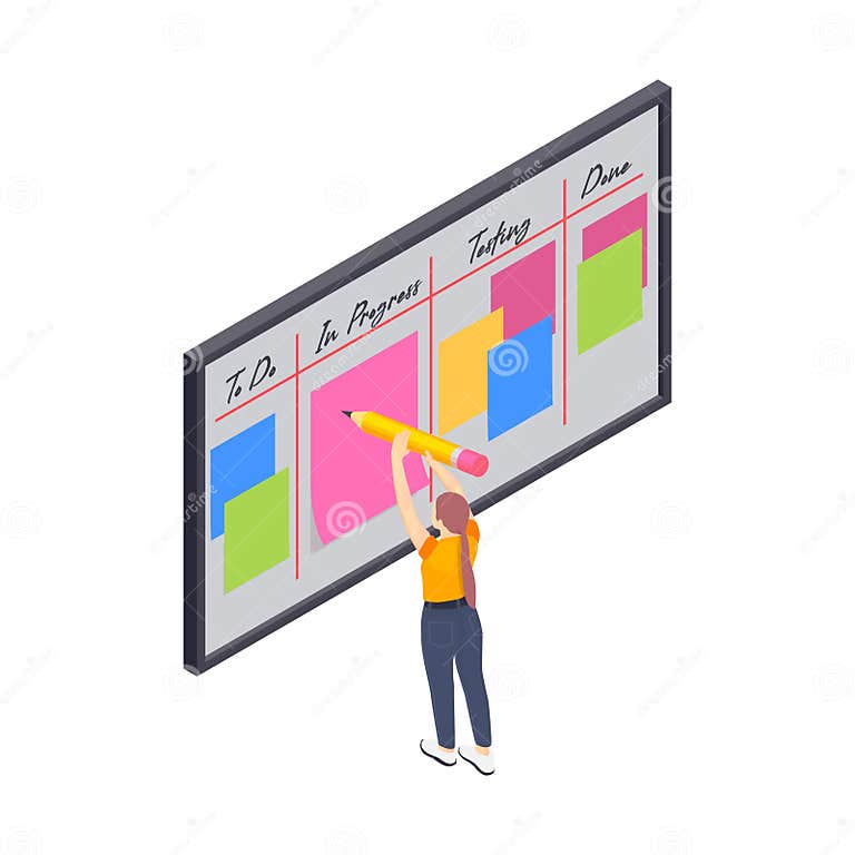 Tasks Board Isometric Composition Stock Vector - Illustration of icon ...