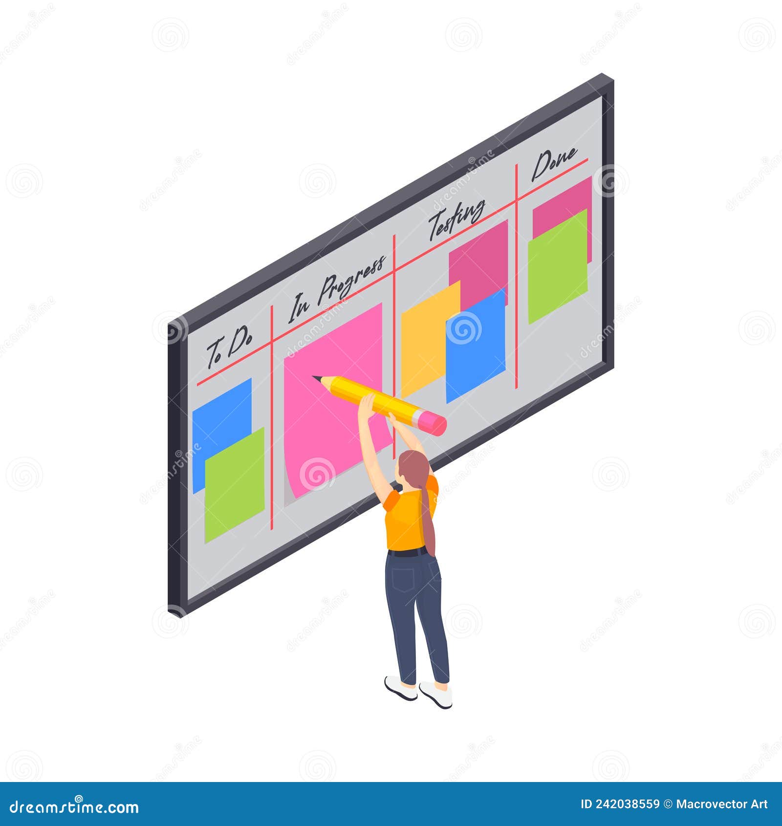 Tasks Board Isometric Composition Stock Vector - Illustration of object ...