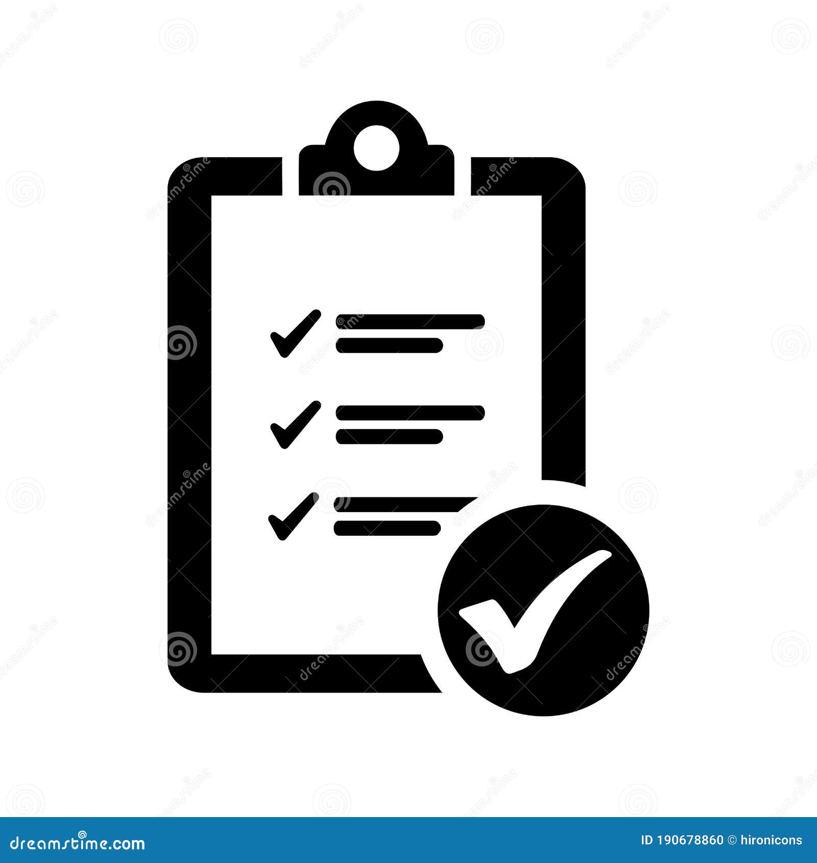 Tasks Check, Checklist Black Icon Vector Illustration | CartoonDealer ...