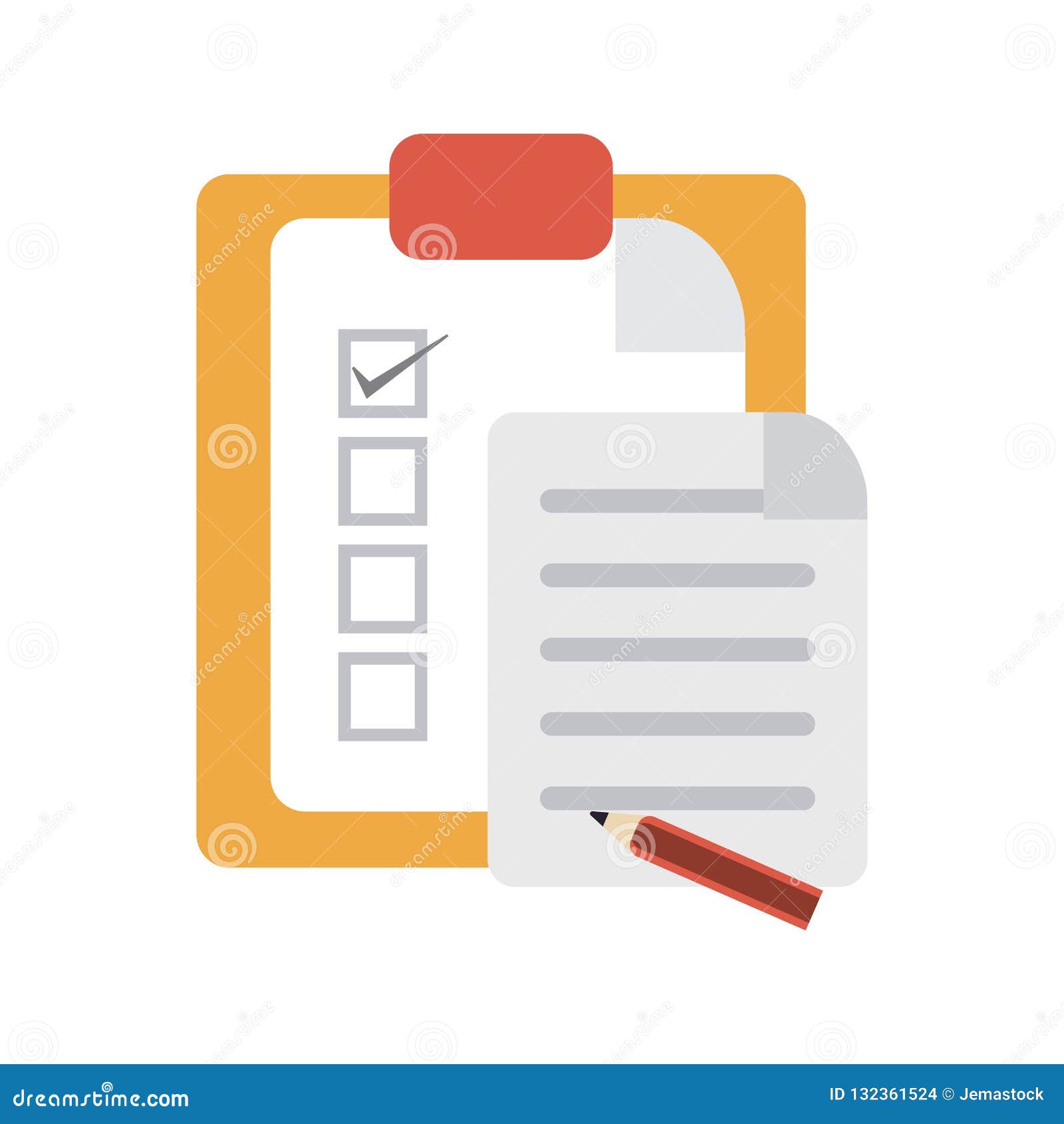 Tasks on clipboard stock vector. Illustration of checkbox - 132361524