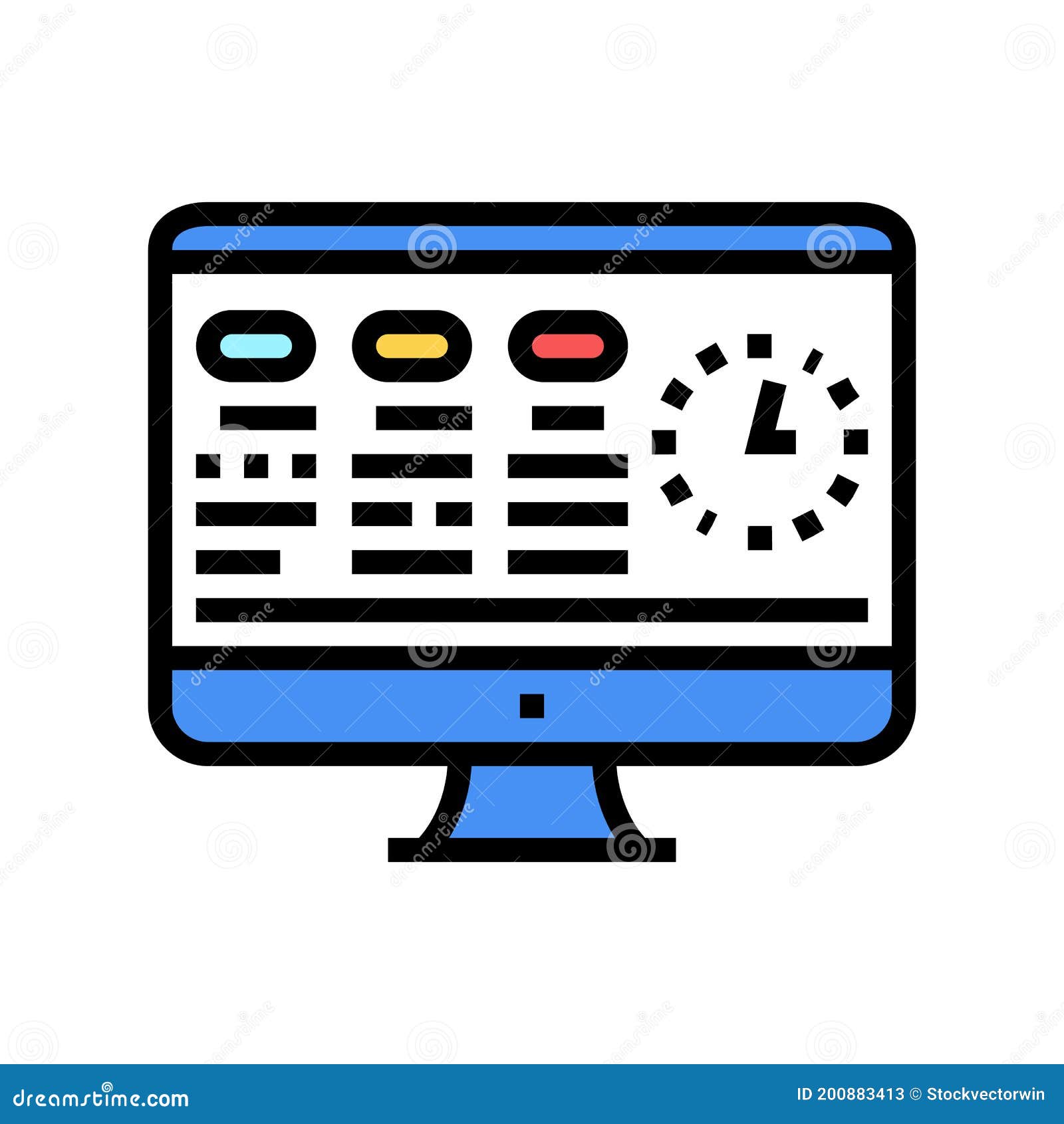 Tasks on Computer Screen Color Icon Vector Illustration Stock Vector ...