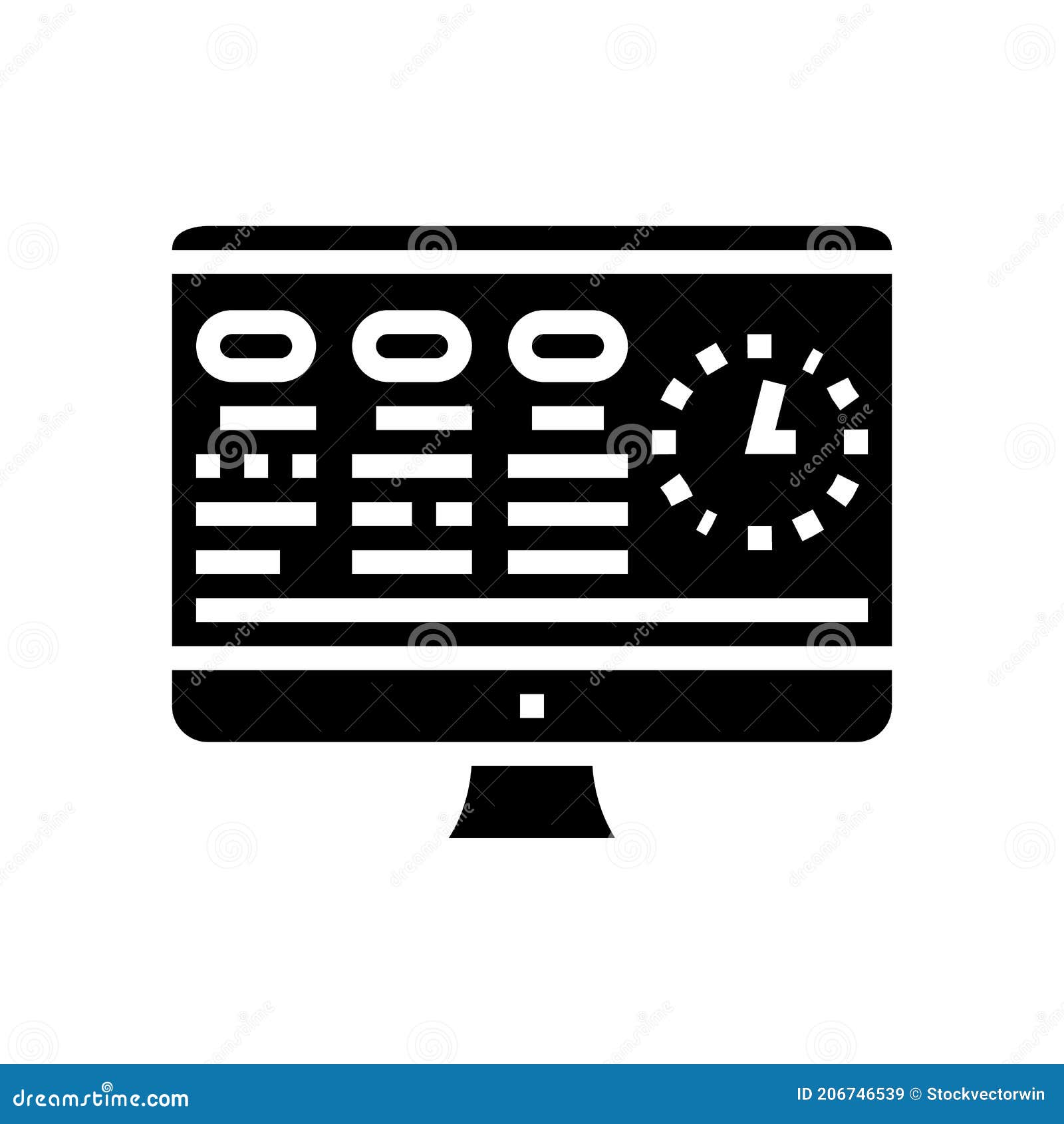 Tasks on Computer Screen Glyph Icon Vector Illustration Stock ...
