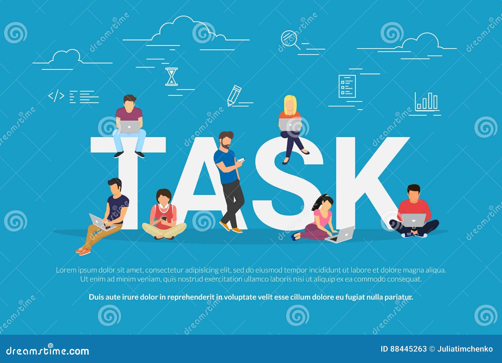Tasks Concept Illustration of Business People Using Devices for ...