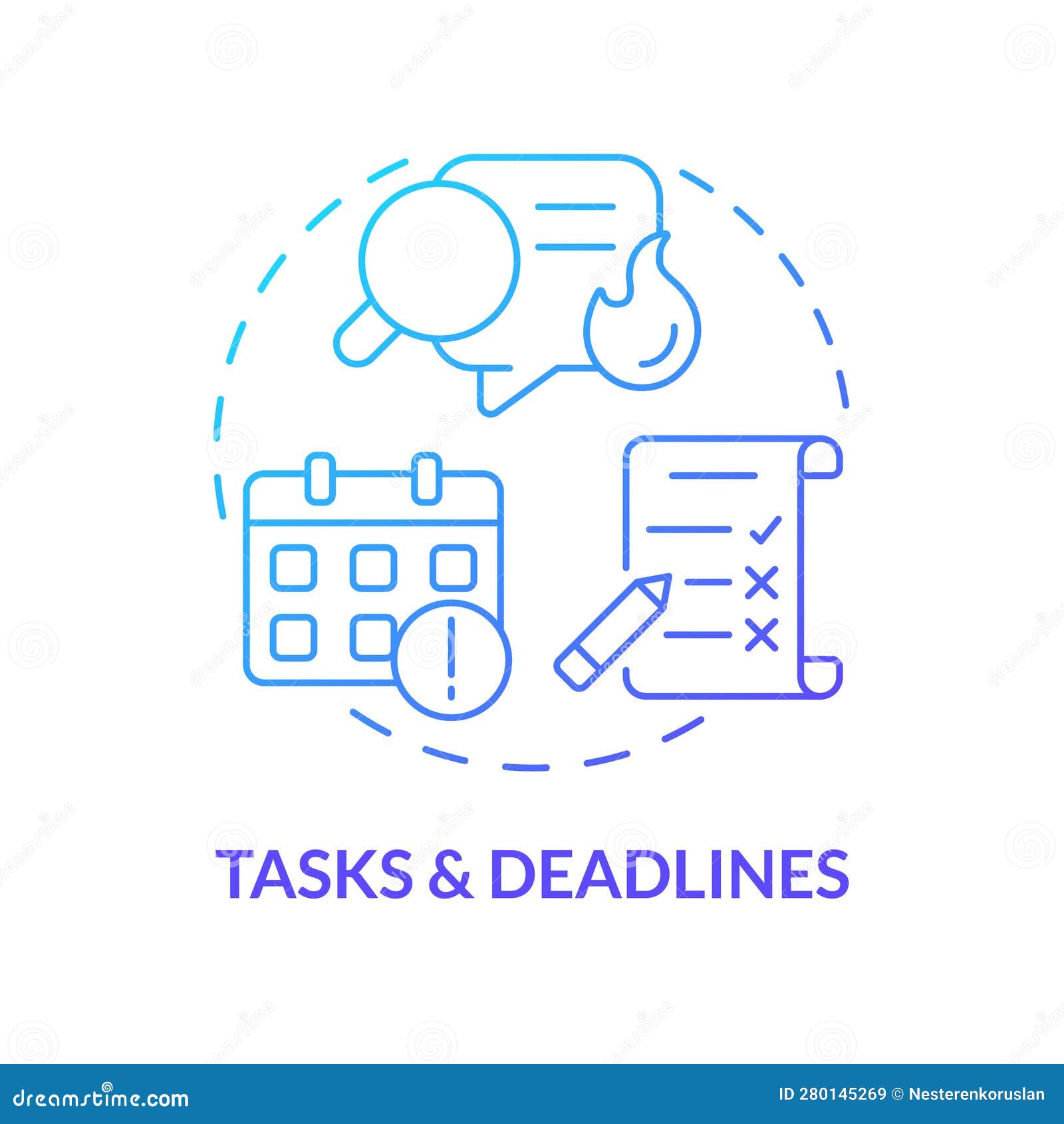 Tasks and Deadlines Blue Gradient Concept Icon Stock Vector ...