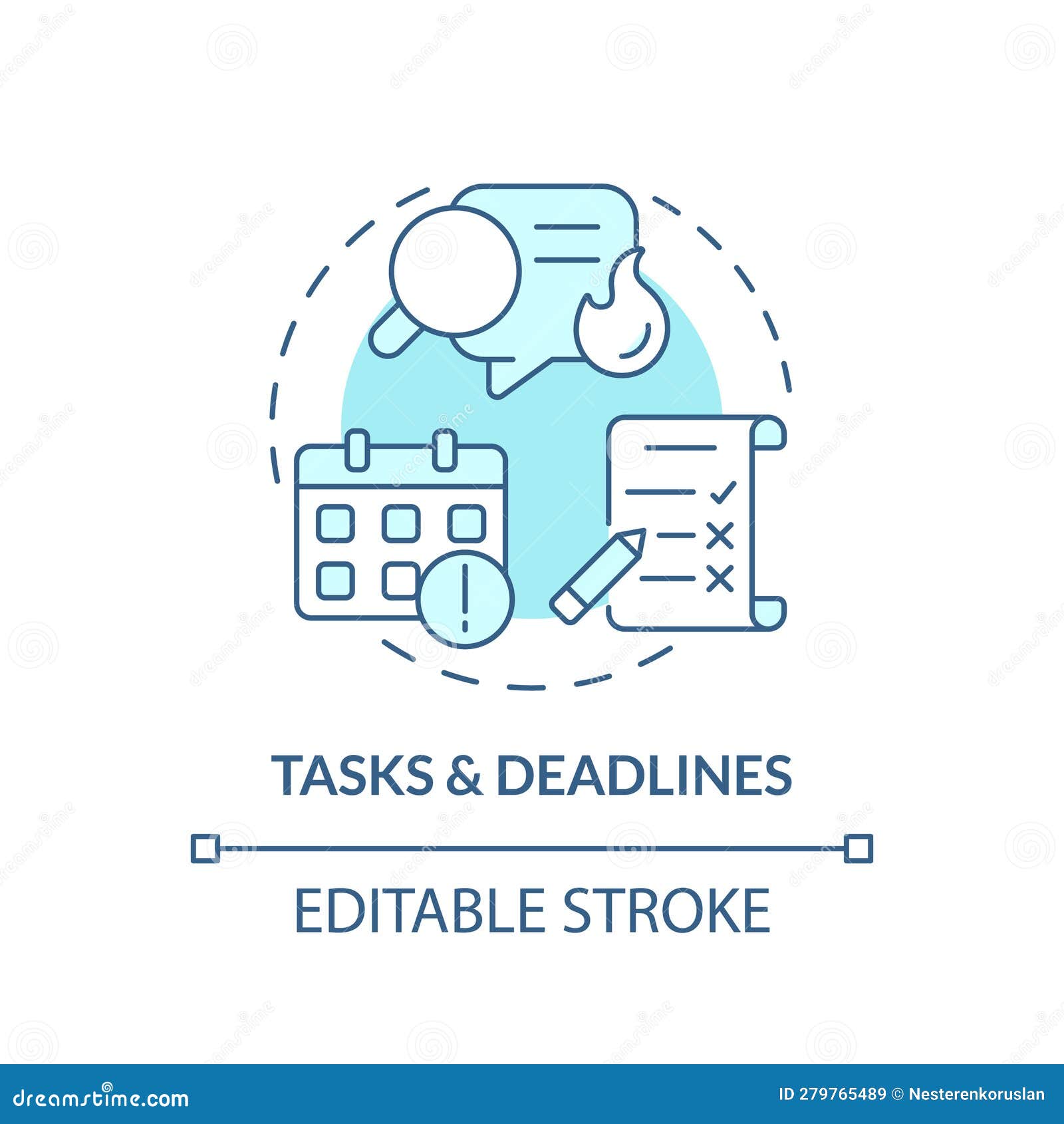 Tasks and Deadlines Turquoise Concept Icon Stock Illustration ...
