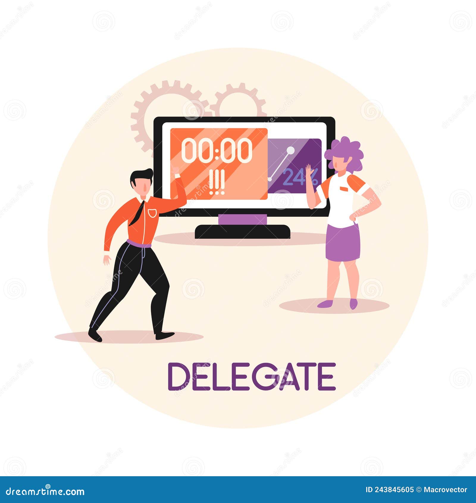 Tasks Delegation Flat Composition Stock Vector - Illustration of ...