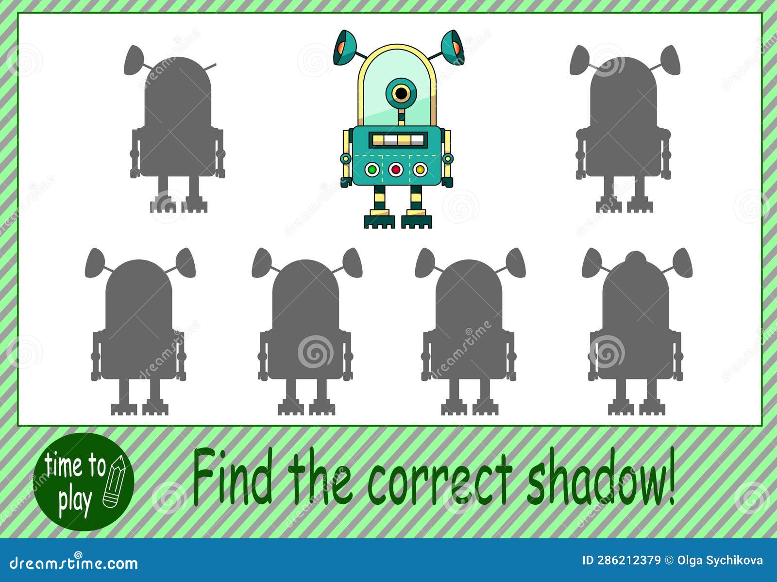 Logic Tasks. Find the Right Shadow from the Robot Stock Vector ...