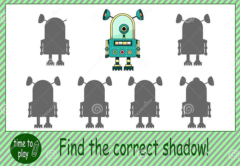Logic Tasks. Find the Right Shadow from the Robot Stock Illustration ...
