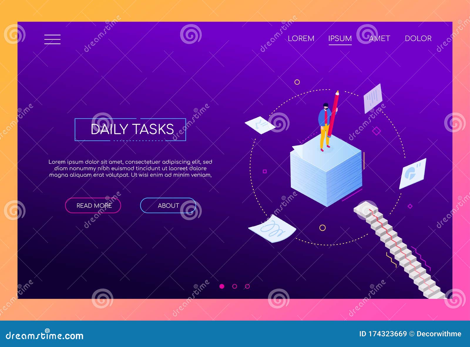 Daily Tasks - Modern Isometric Vector Web Banner Stock Vector ...