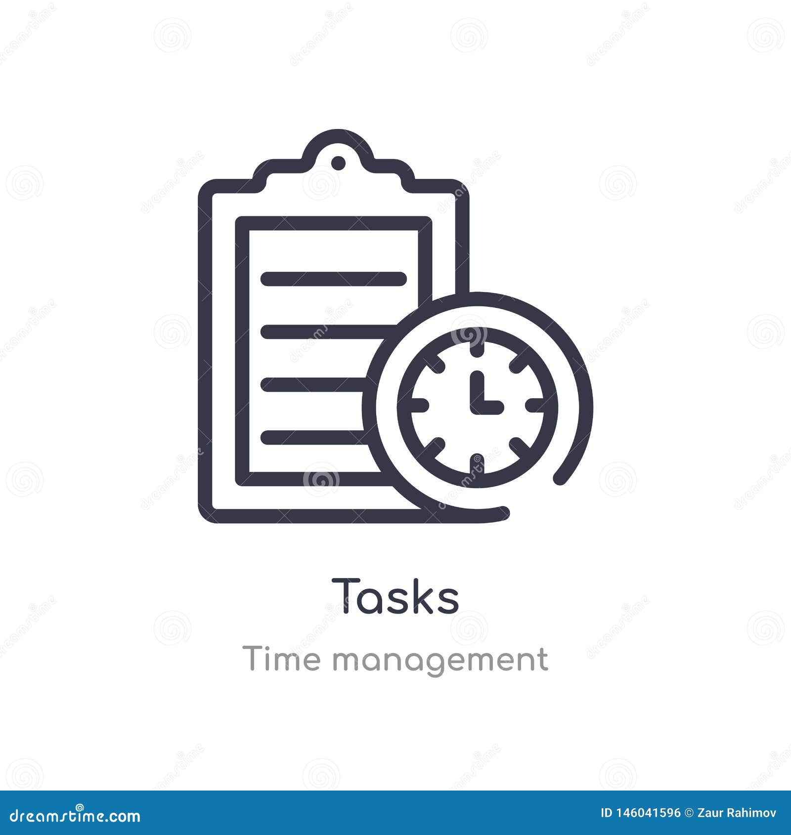 Tasks Outline Icon. Isolated Line Vector Illustration from Time ...