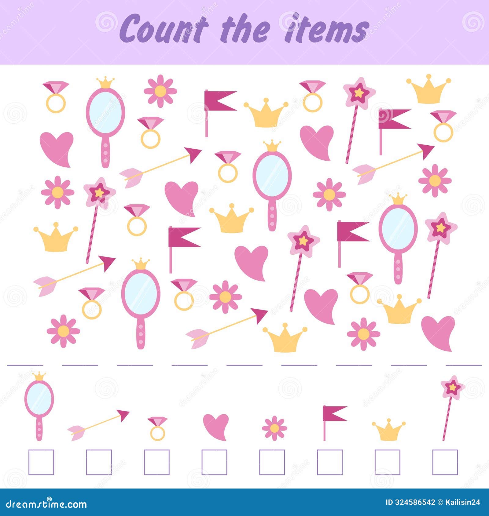 Tasks for Preschool Education. Count the Items. Game for Childre. Stock ...