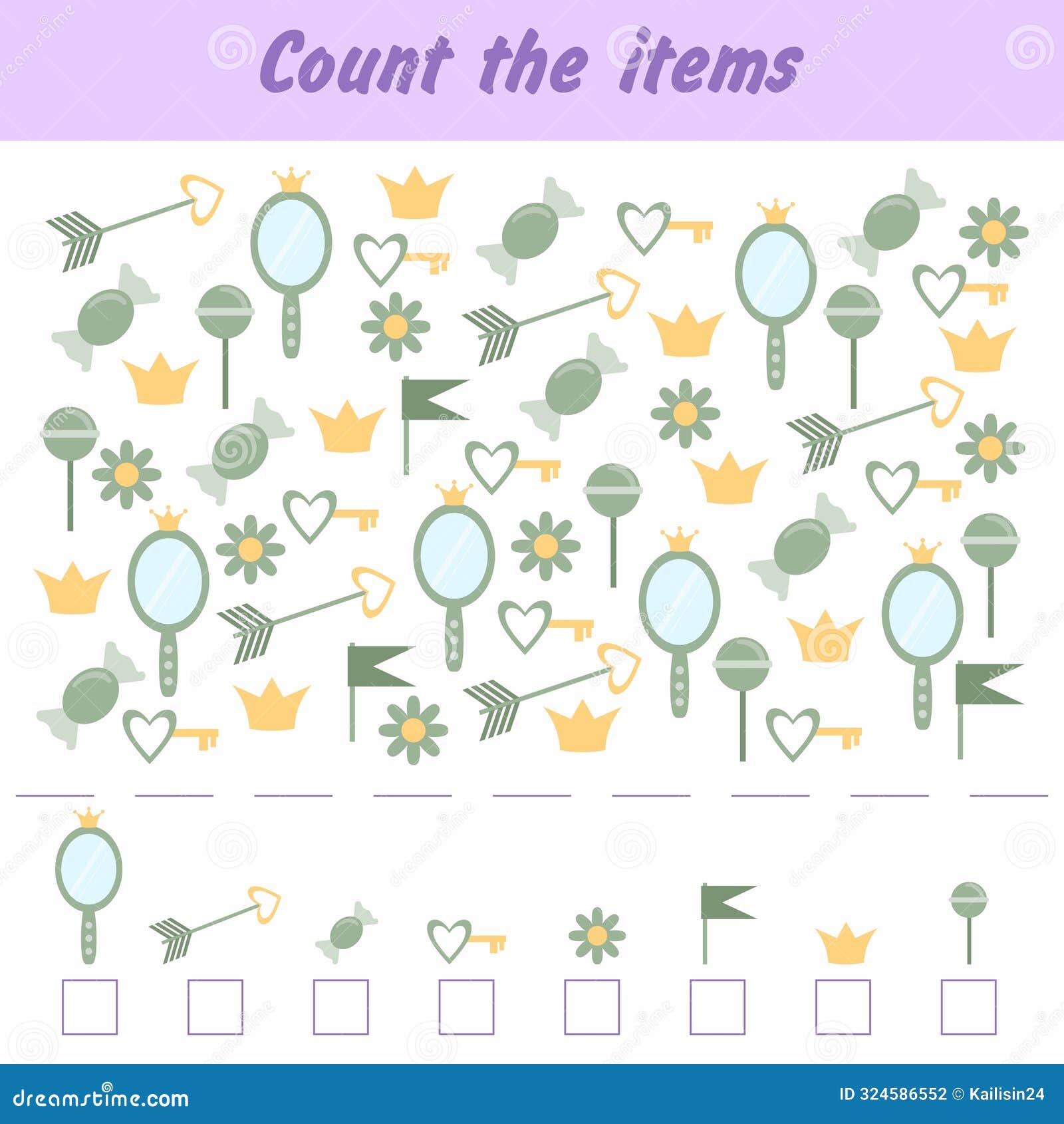 Tasks for Preschool Education. Count the Items. Game for Children ...