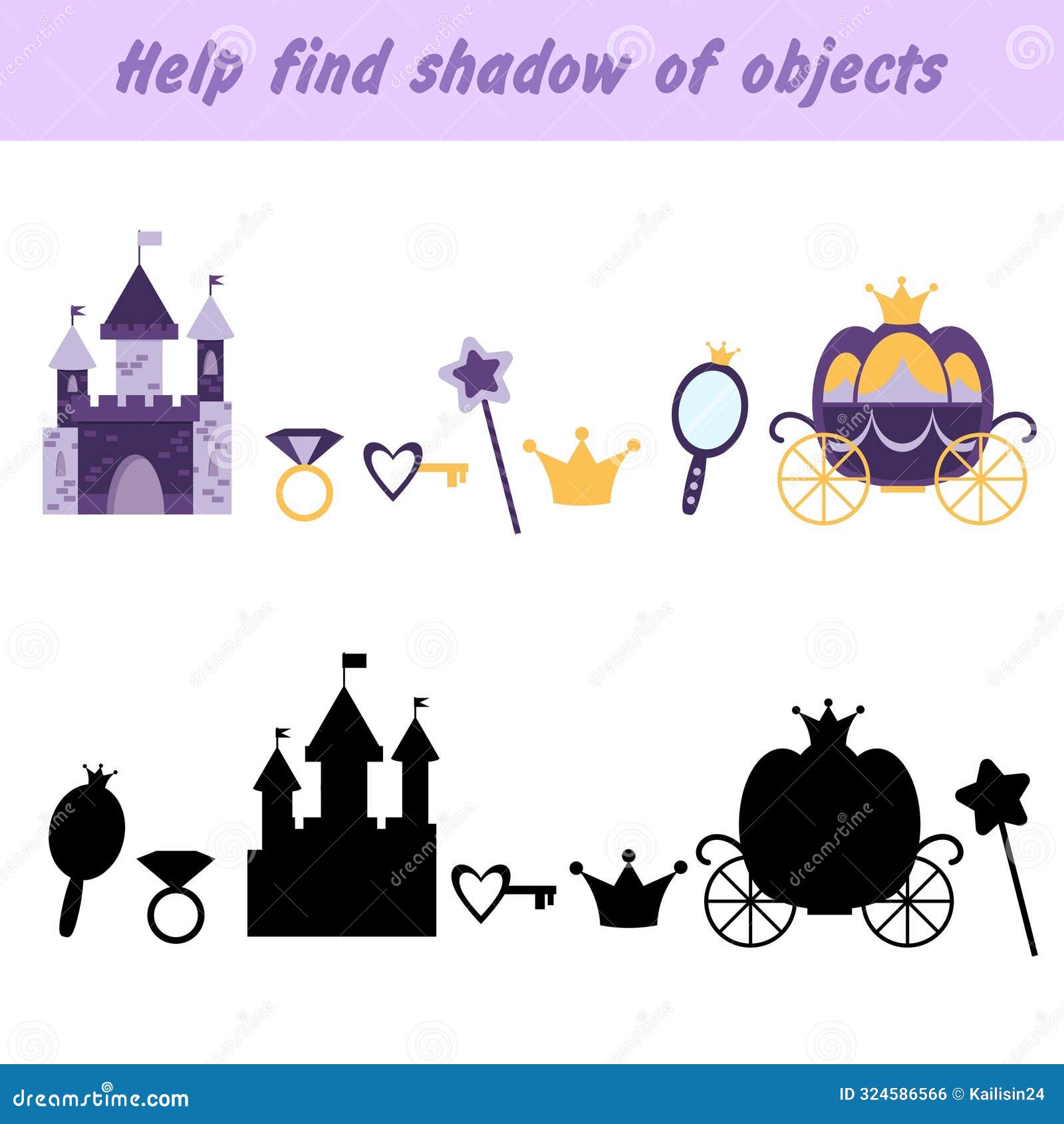 Tasks for Preschool Education. Find the Shadow of the Subject Stock ...