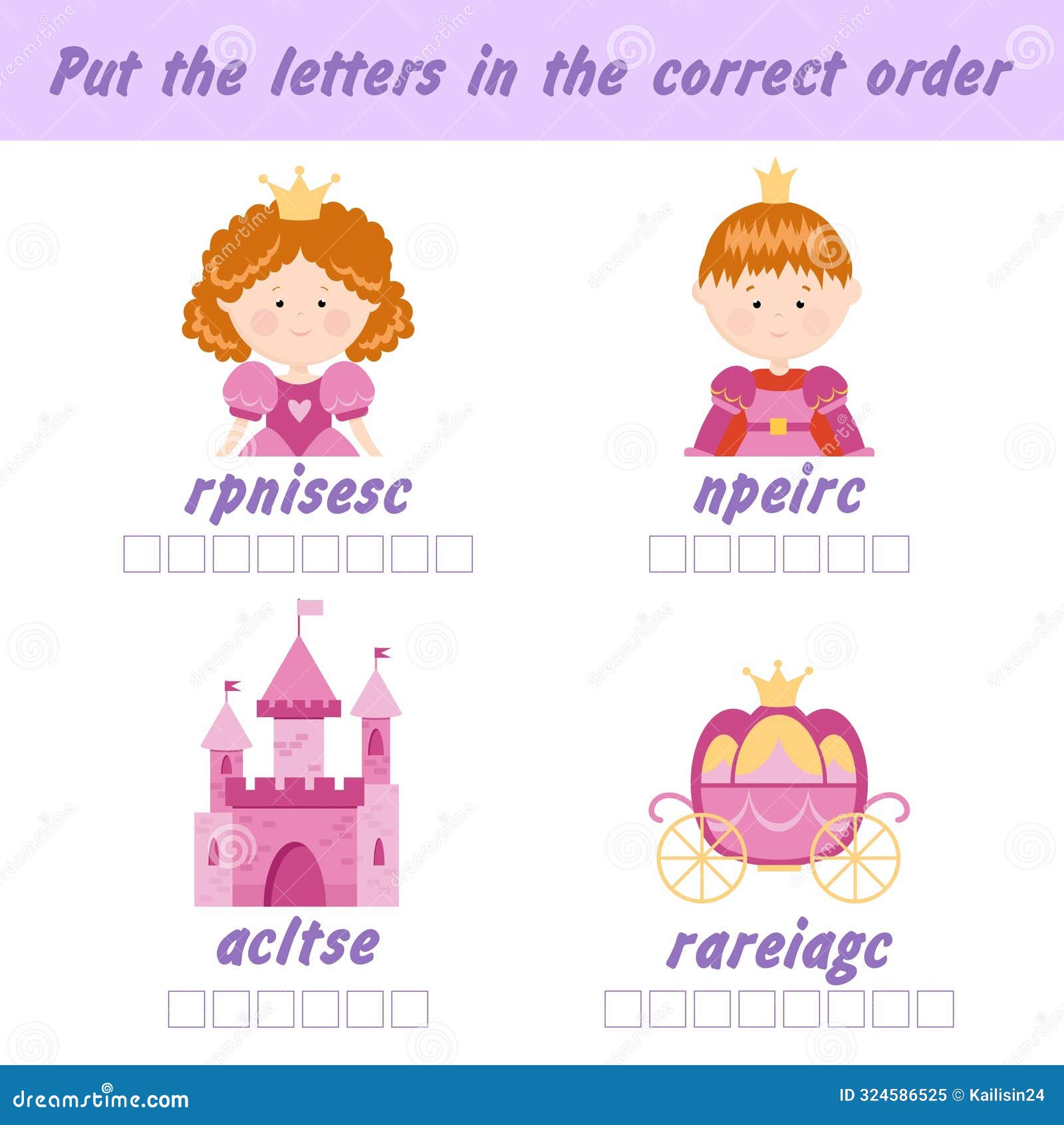 Tasks for Preschool Education. Put the Letters in the Correct Order ...