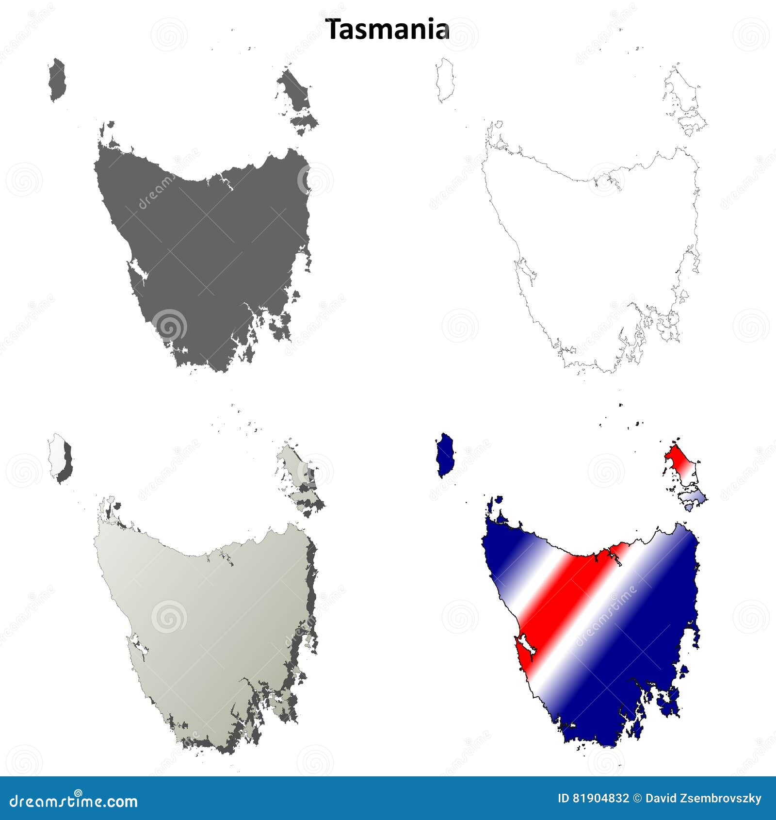 Tasmania Blank Detailed Outline Map Set Vector Illustration ...