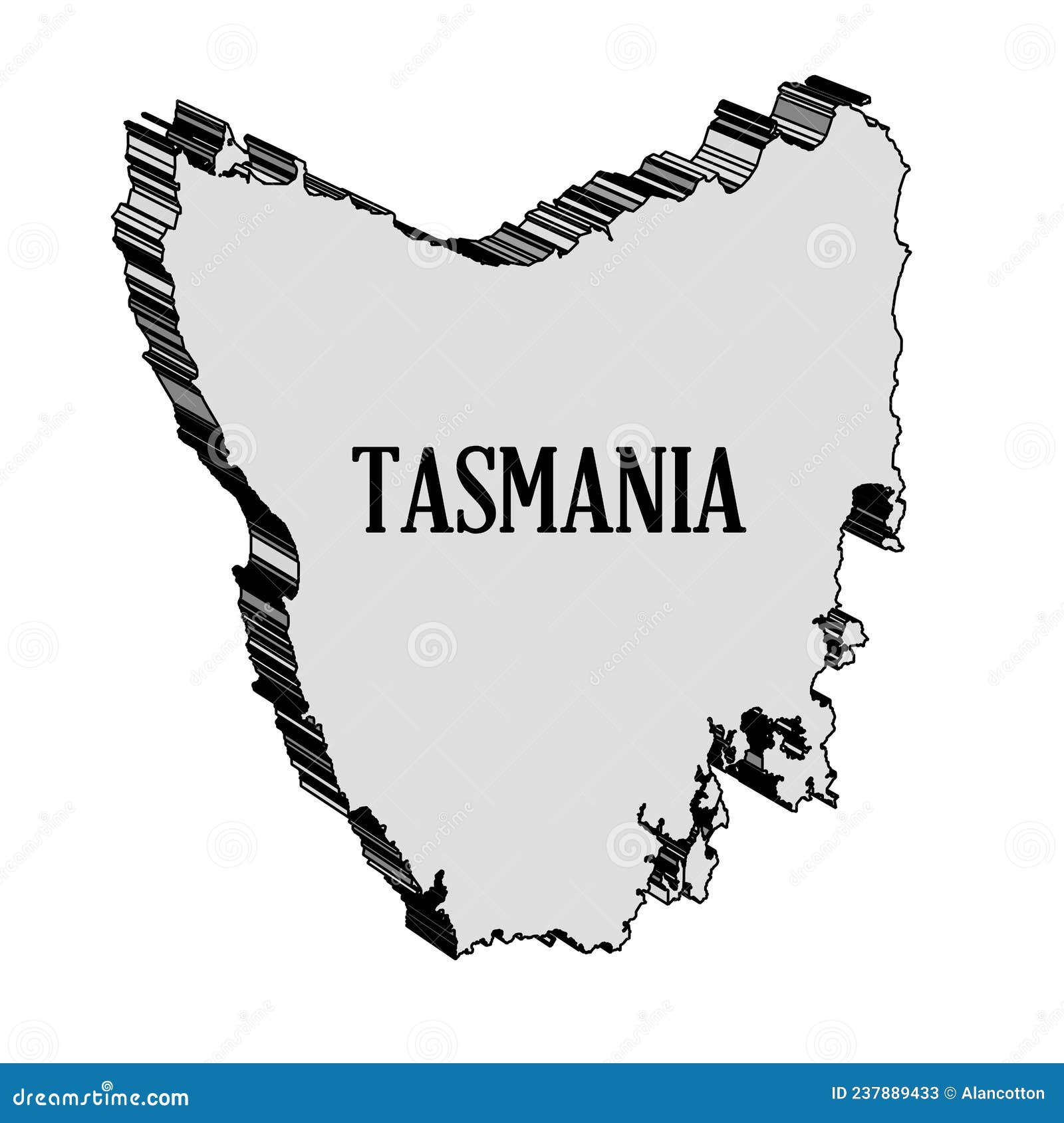 Tasmania 3D Map stock vector. Illustration of australia - 237889433