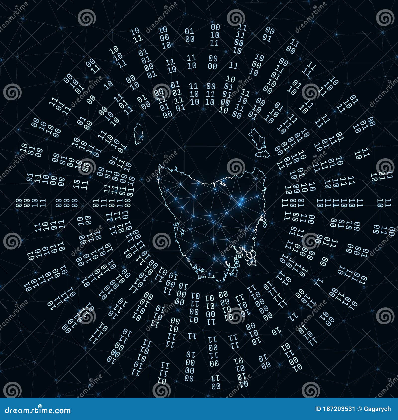Tasmania digital map. stock vector. Illustration of connection - 187203531