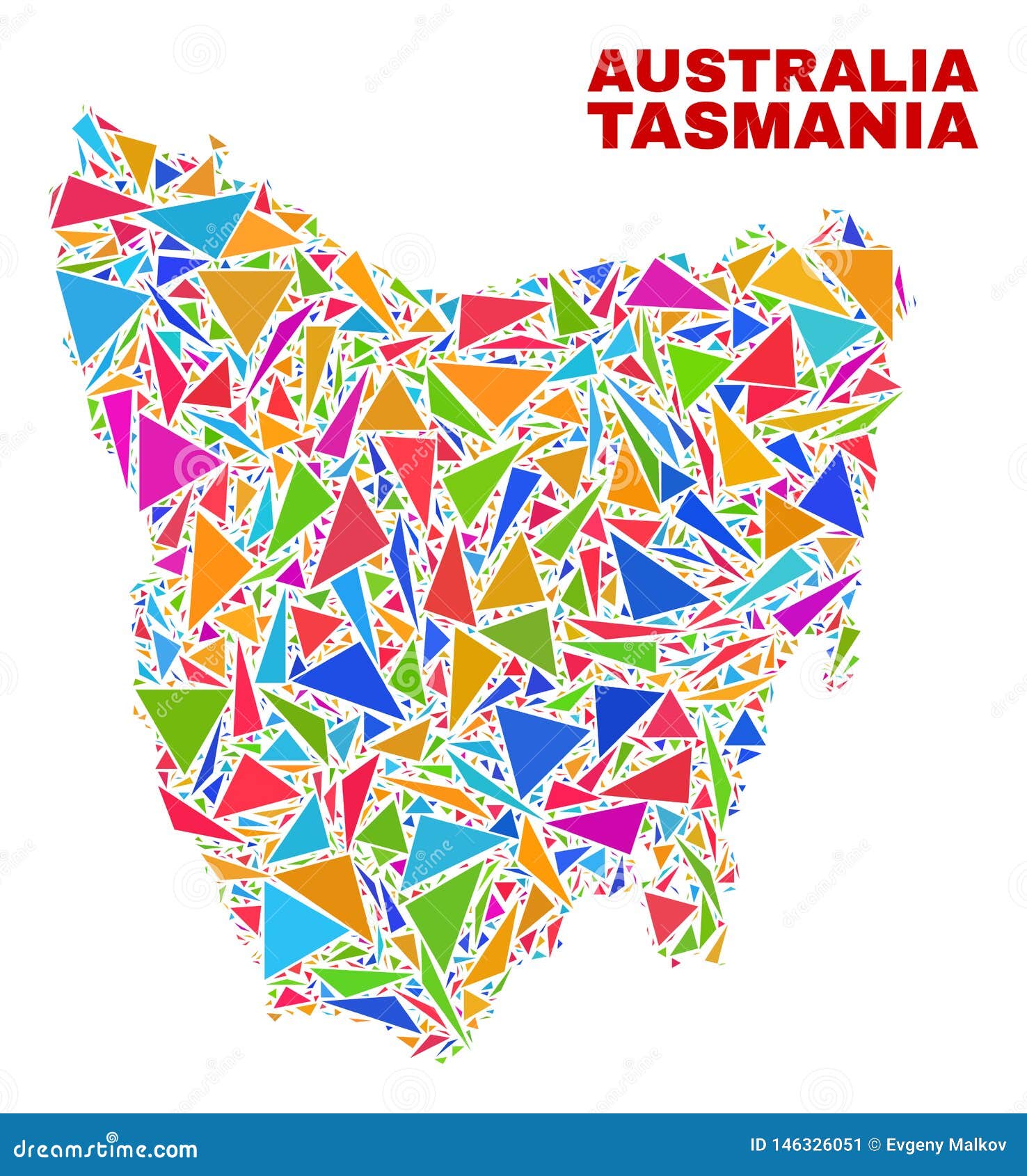 Tasmania Island Map - Mosaic of Color Triangles Stock Vector ...