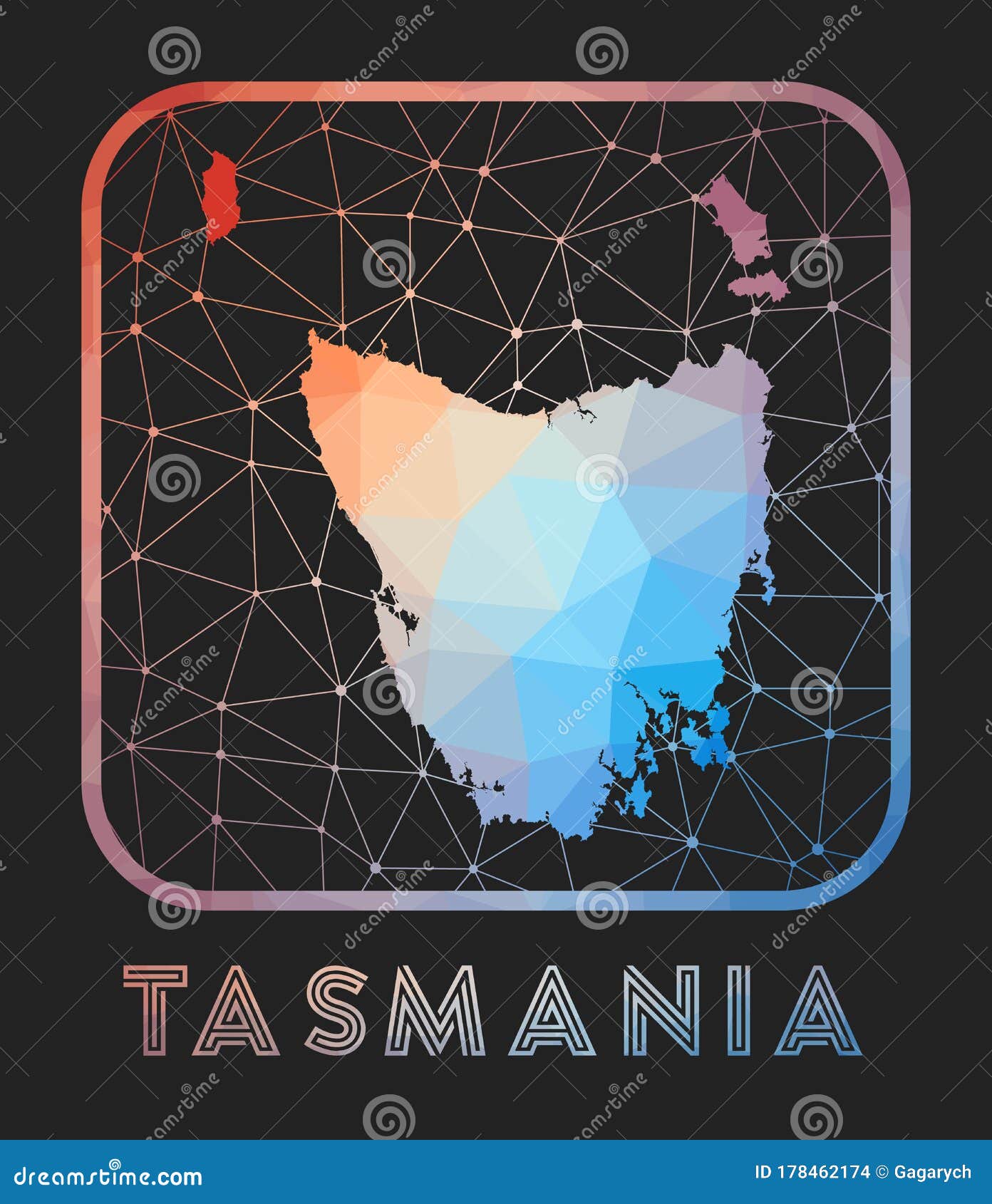 Tasmania map design. stock vector. Illustration of flat - 178462174