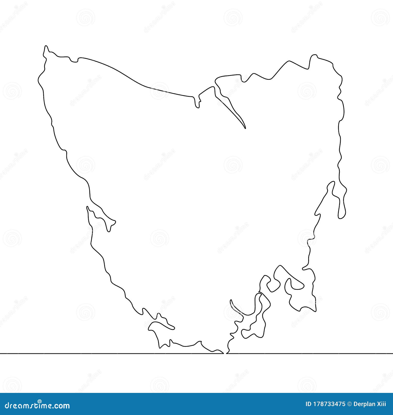 Tasmania Map Outline Border Stock Illustration - Illustration of shape ...