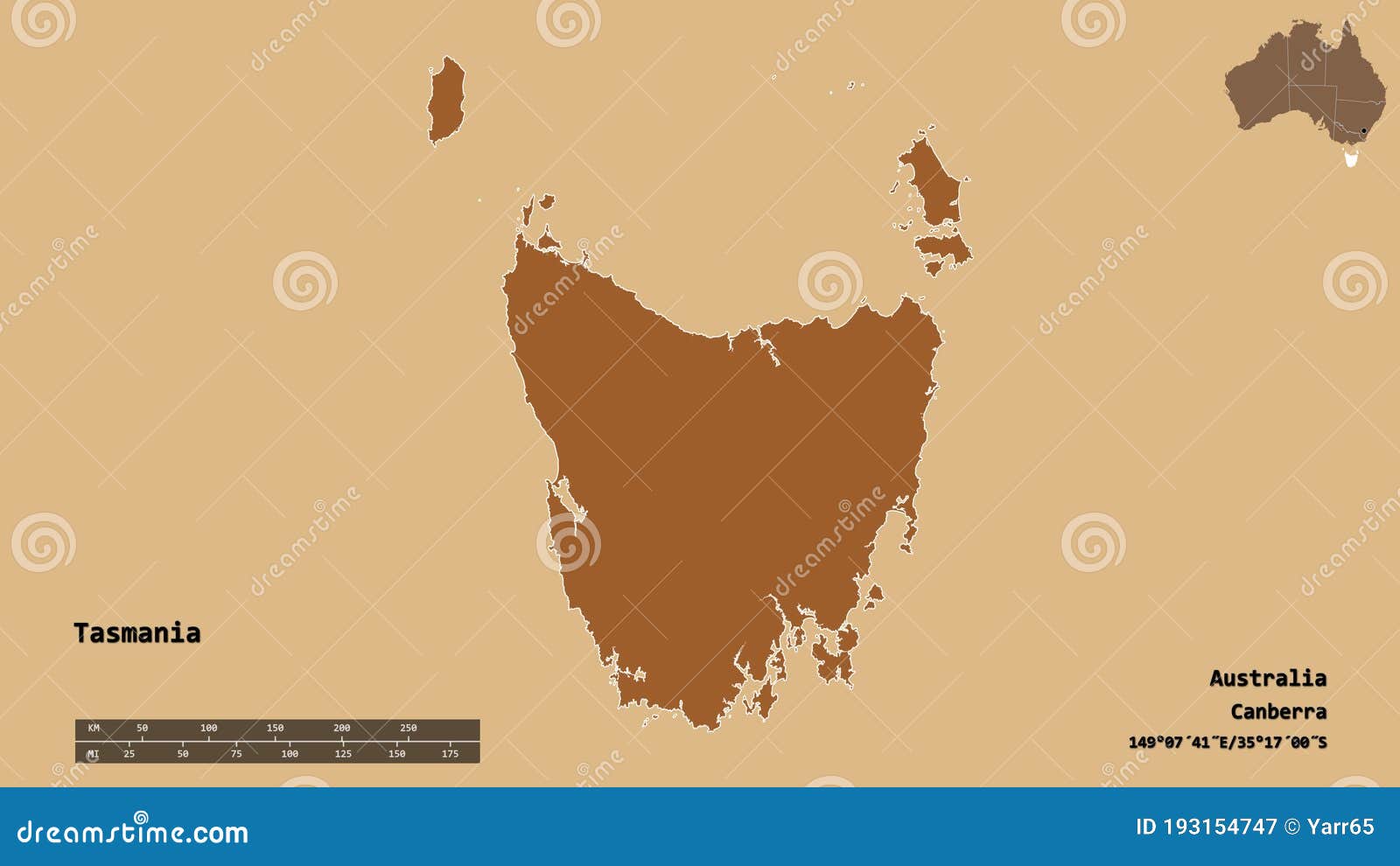 Tasmania, State of Australia, Zoomed. Pattern Stock Illustration ...