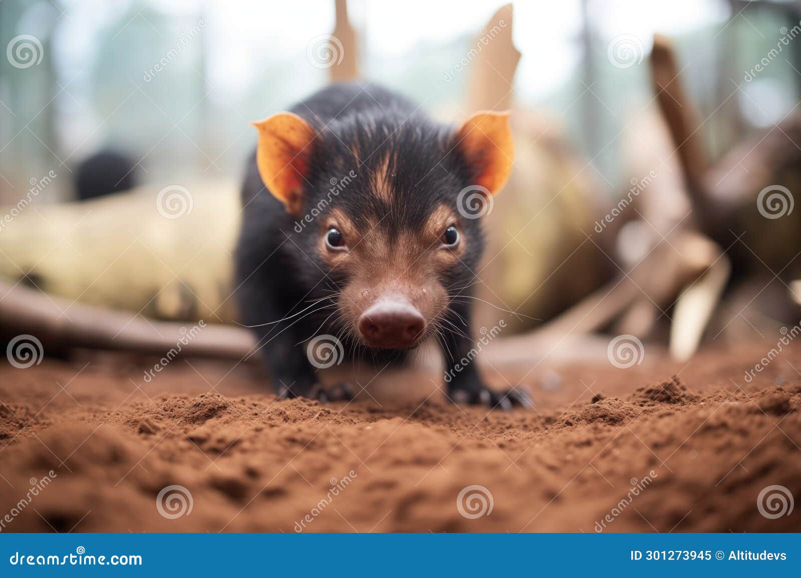 A Tasmanian Devil Digging in the Dirt Stock Image - Image of habitat ...