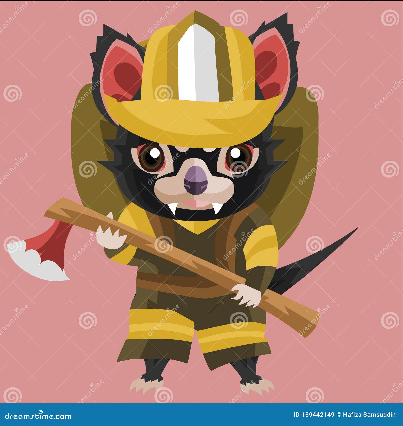 Tasmanian Devil Firefighter. Vector Illustration Decorative Design ...