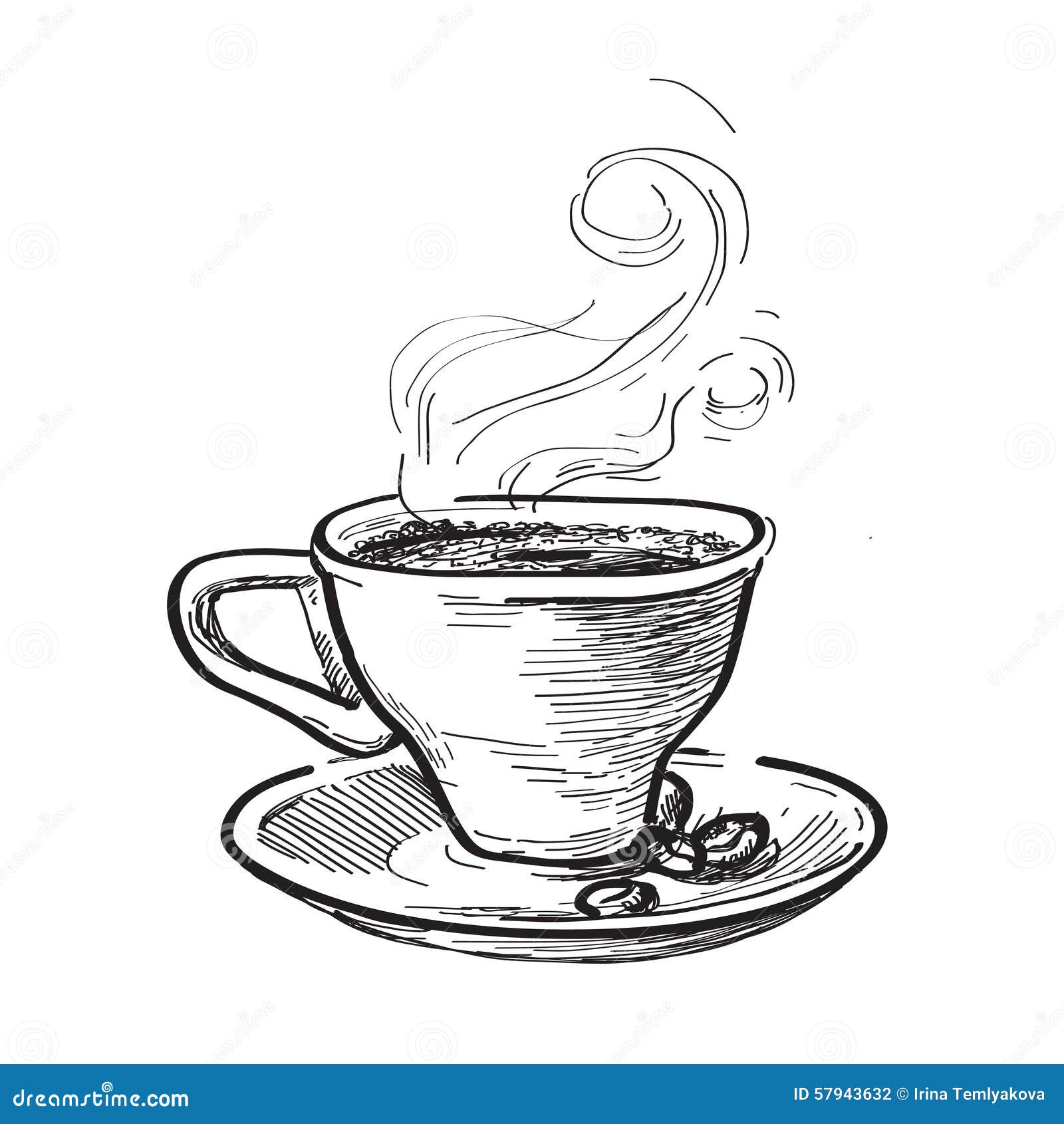 Tasse Kaffee Hand Gezeichnete Abbildung Vektor Abbildung - Illustration ...