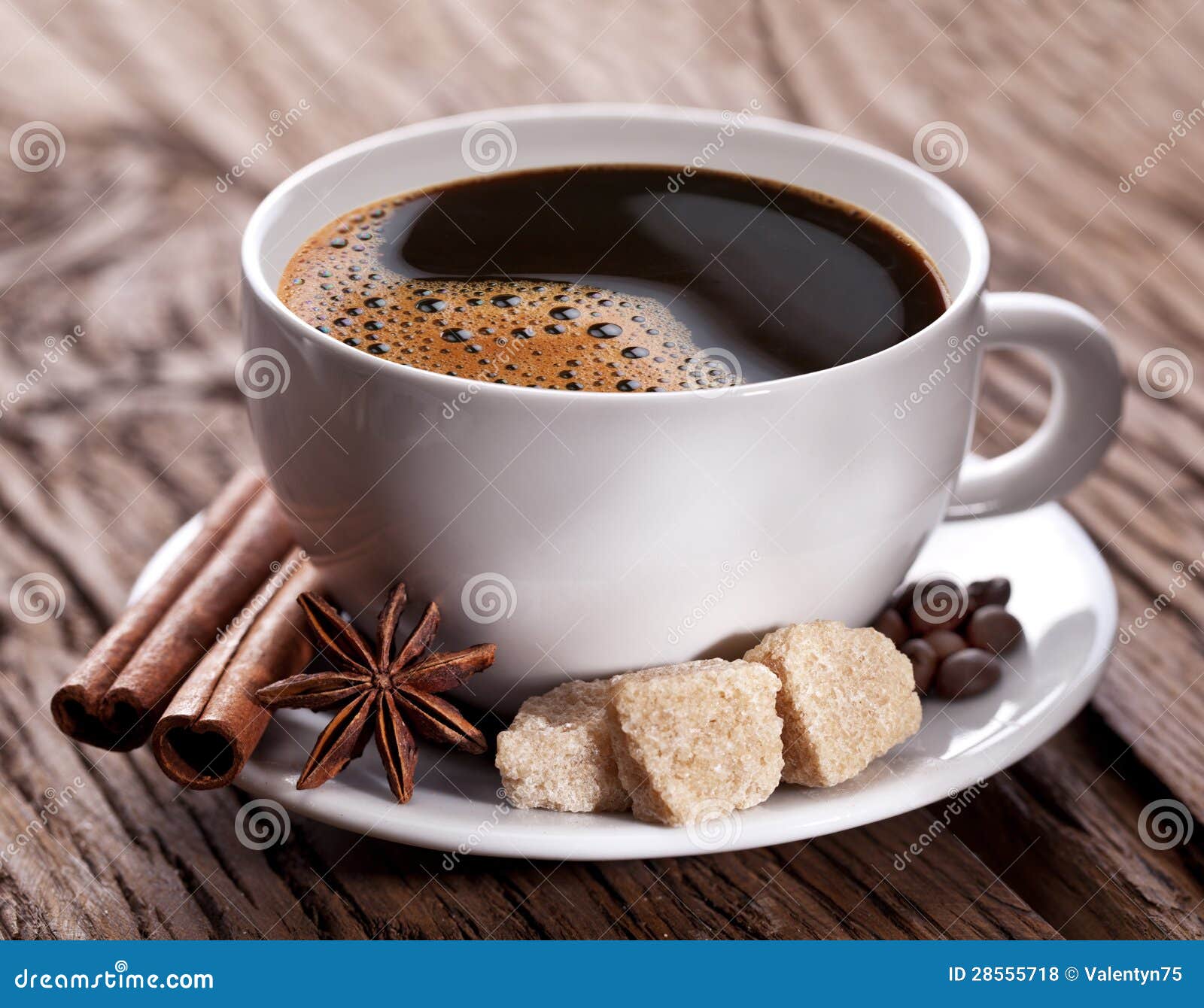 Tasse Kaffee Mit Braunem Zucker. Stockfoto - Bild von beige ...