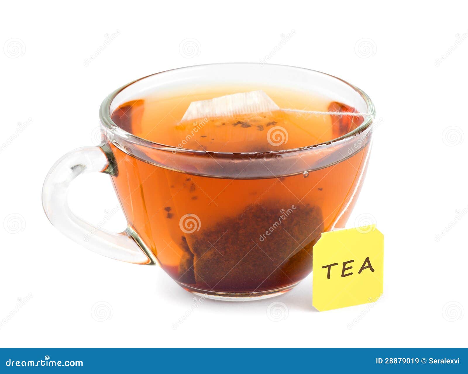 Tasse Tee mit Teebeutel stockbild. Bild von glas, getränk - 28879019