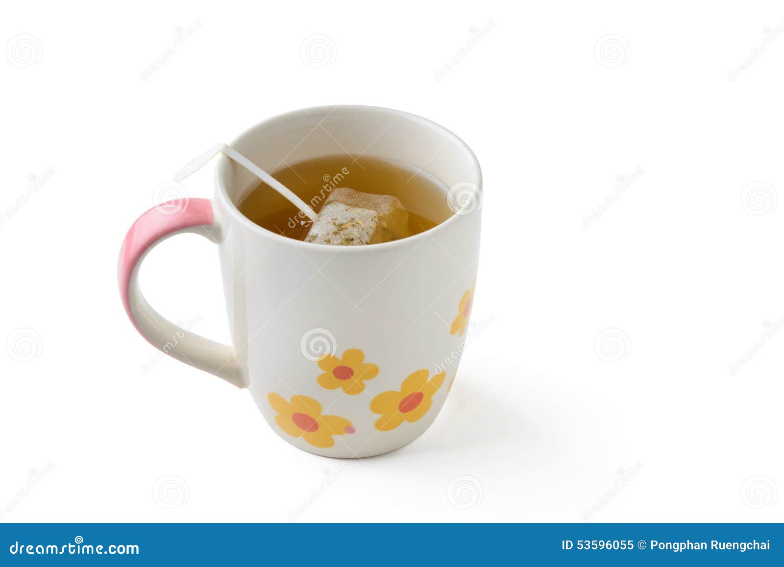 Tasse Tee mit Teebeutel stockbild. Bild von pfad, getrennt - 53596055