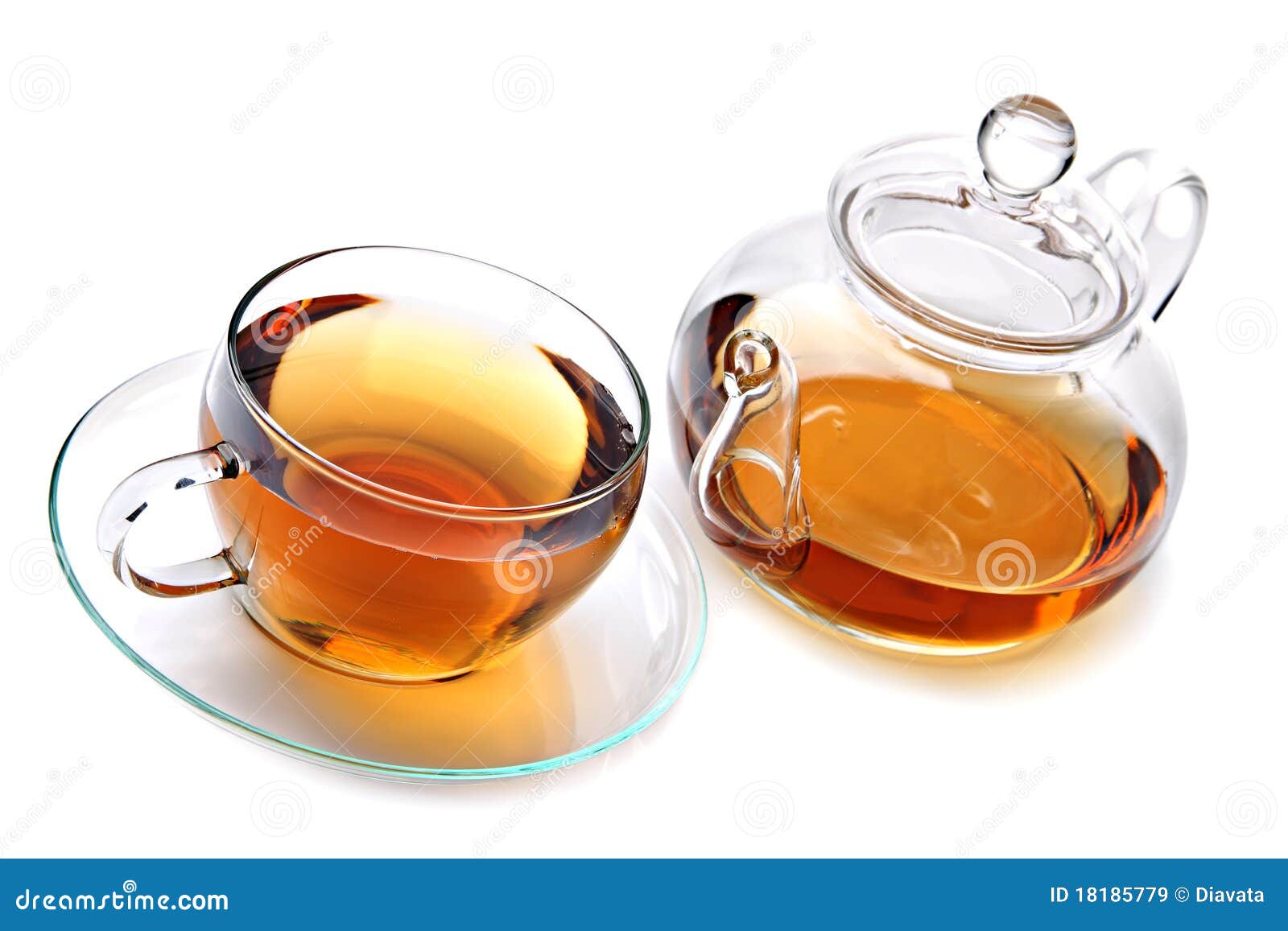 Tasse Tee mit Teekanne stockbild. Bild von bild, horizontal - 18185779