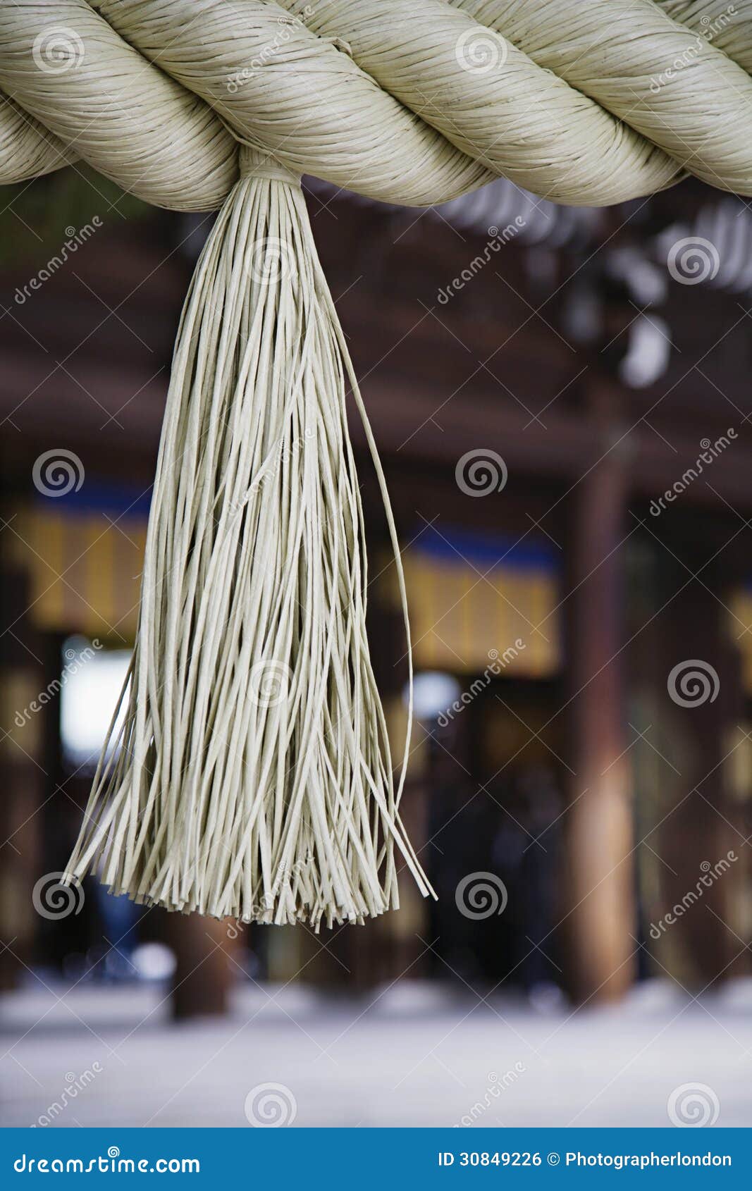 Tassel on Large Rope at Meiji Shrine Stock Photo - Image of indoors ...