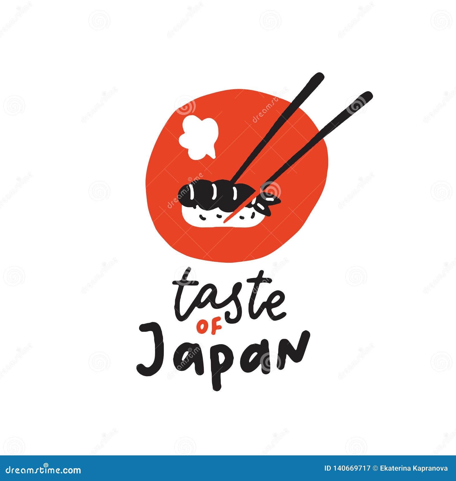 Taste of Japan. Funny Hand Drawn Sushi Illustration. Vector. Stock ...
