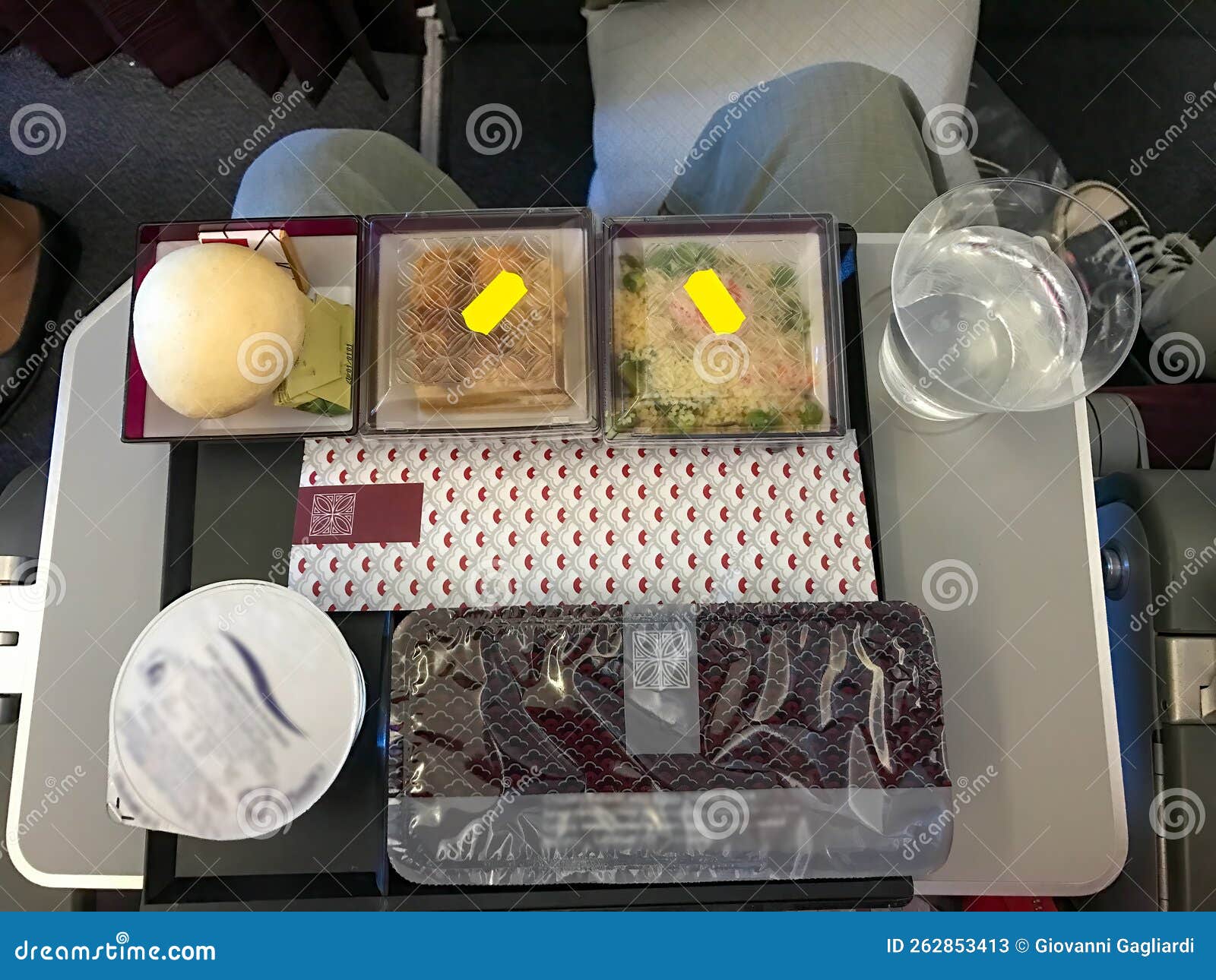 Tasteful Lunch Service Tray during the Airplane Flight Stock Image ...