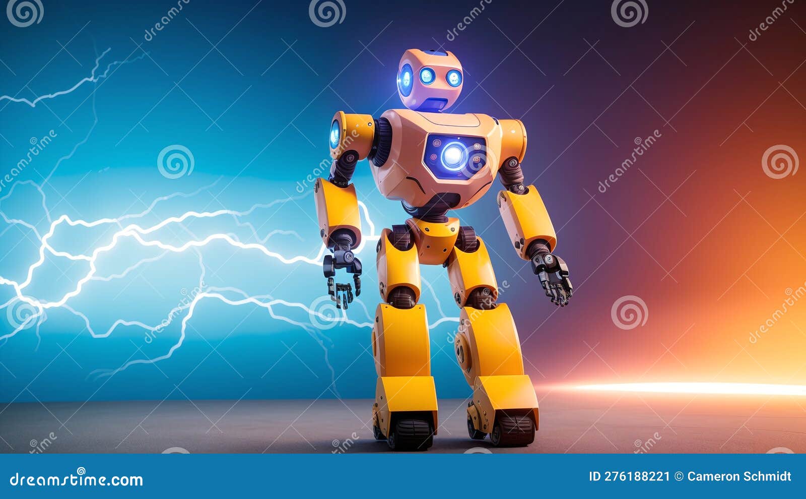 A Tasteful Robot with a Glowing Head and a Glowing Arm AI Generative ...