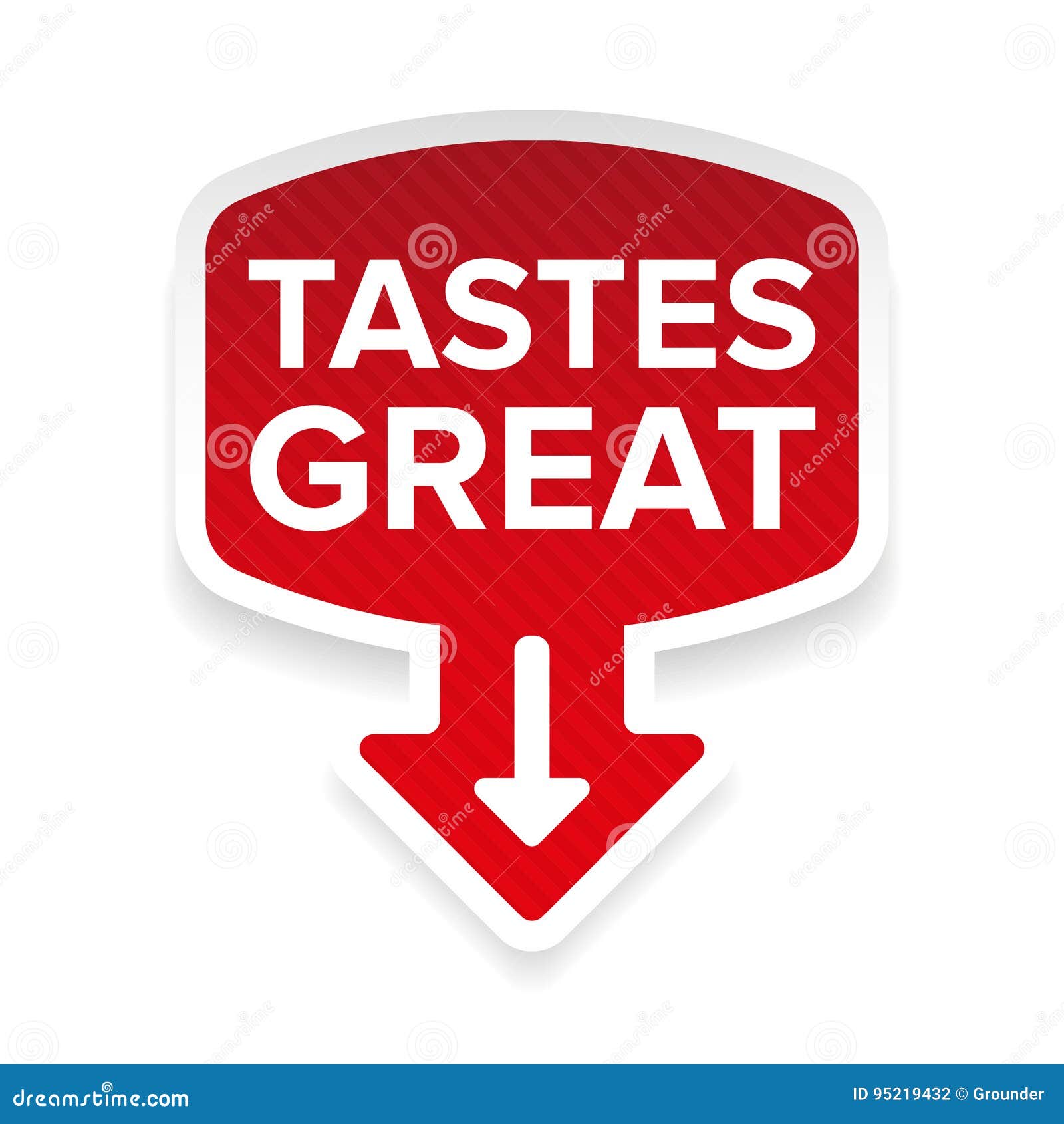 Tastes Great Sticker with Arrow Stock Vector - Illustration of vector ...