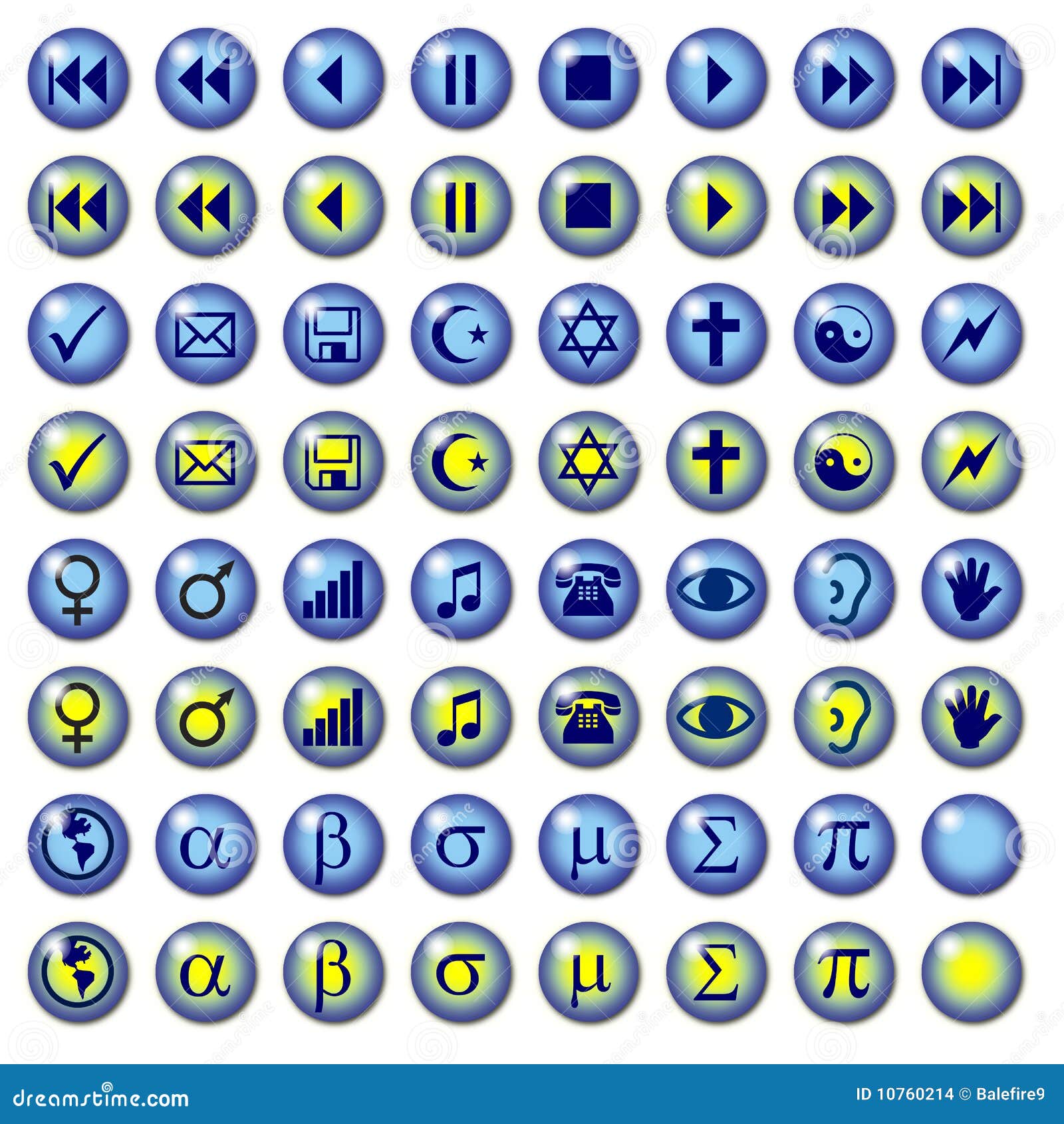 Tasti Blu Di Web Con I Simboli Vari Illustrazione di Stock ...