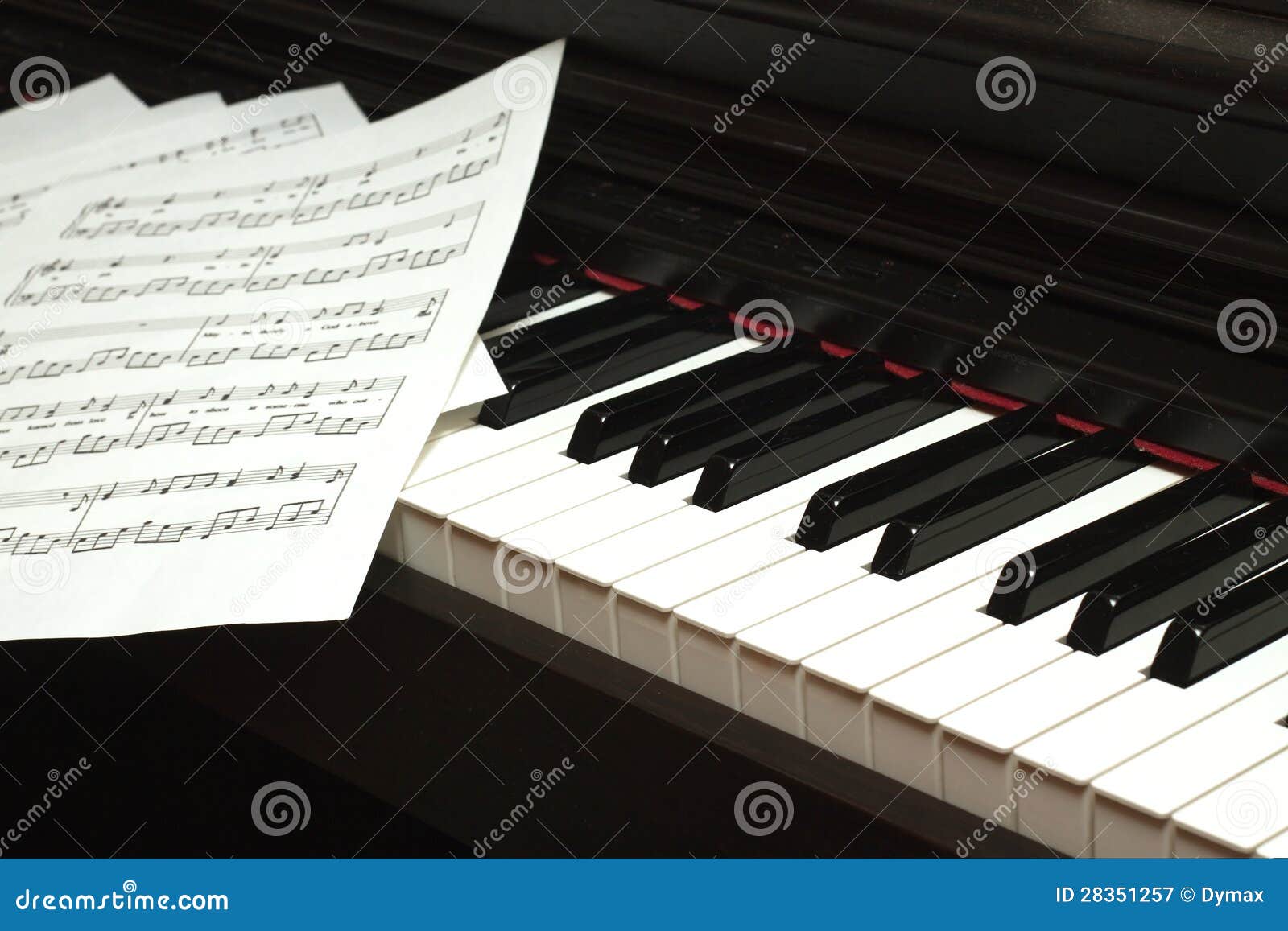 Tastiera e note di piano immagine stock. Immagine di particolari - 28351257