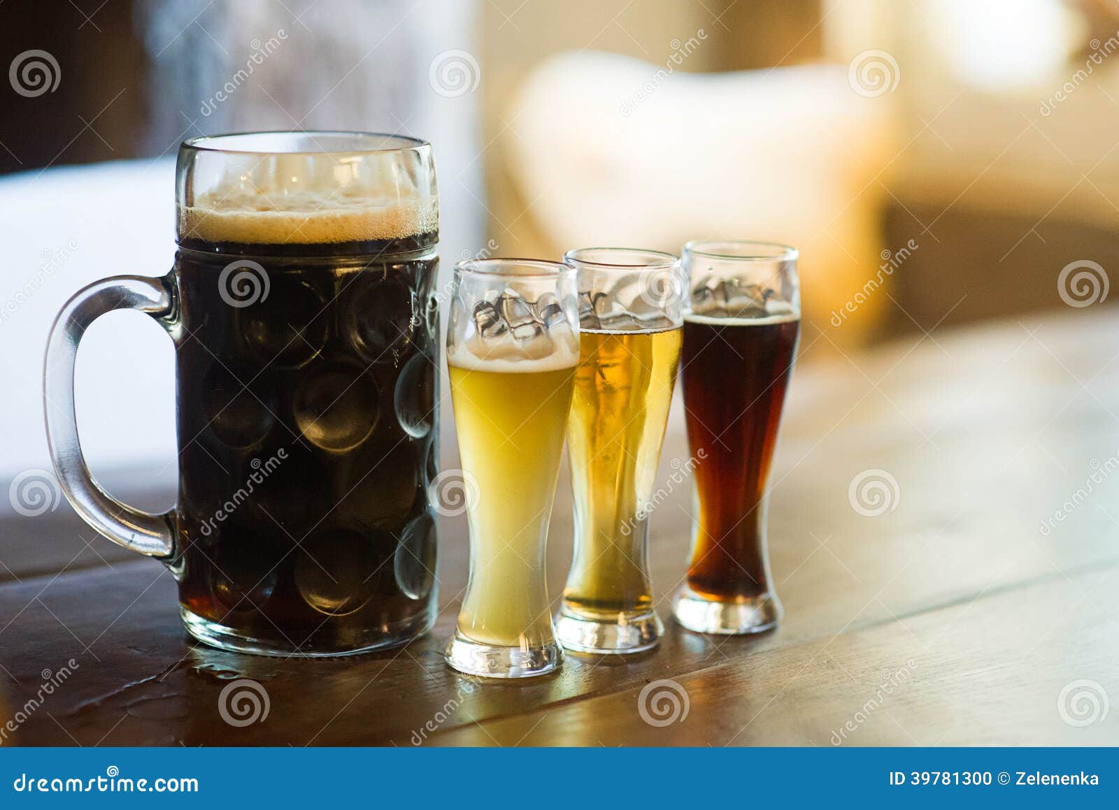 Tasting of Many Different Types of Beers. Stock Photo - Image of light ...