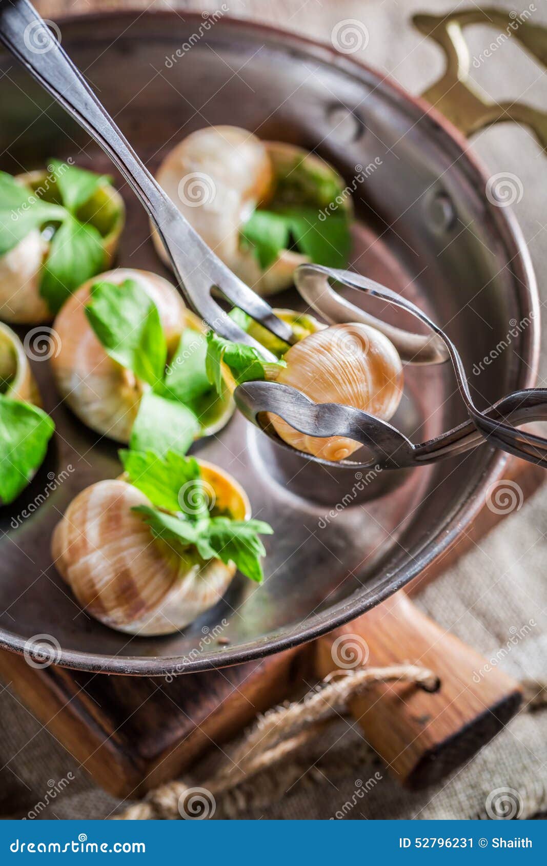 Tasting roasted snails stock image. Image of cuisine - 52796231